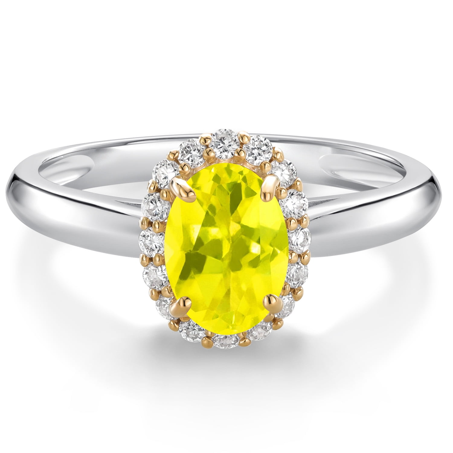 Gem Stone King 925 Sterling Silver and 10k Yellow Gold Canary Mystic ...
