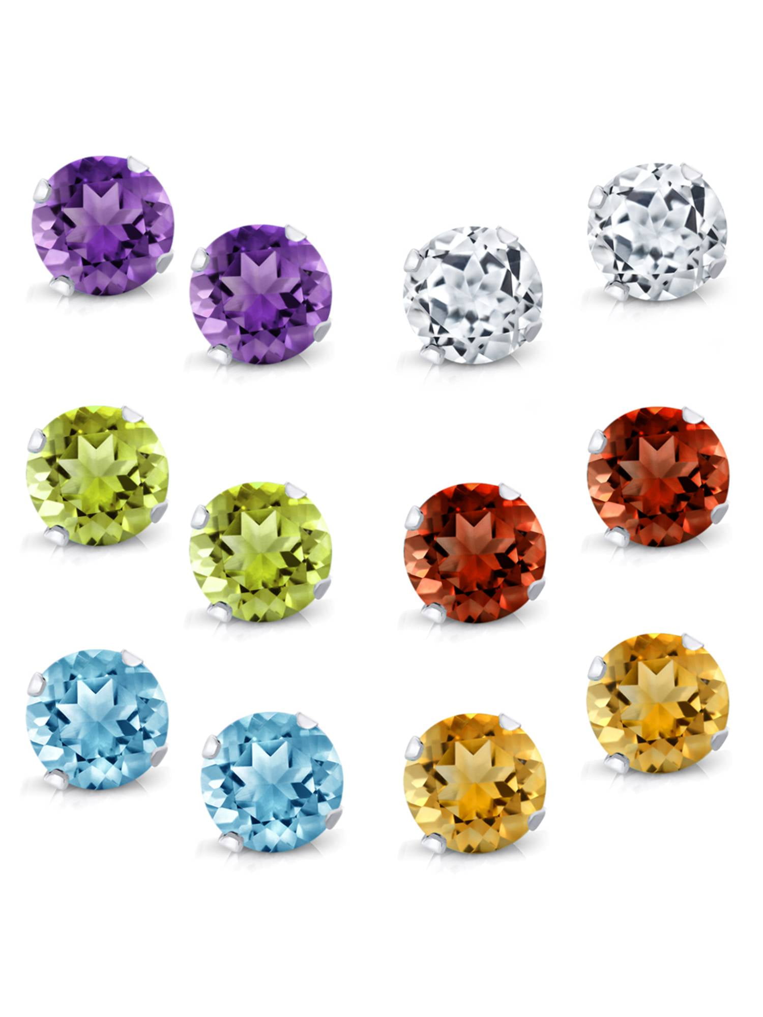 Gem Stone King 925 Sterling Silver 4mm Amethyst Topaz Garnet Citrine ...