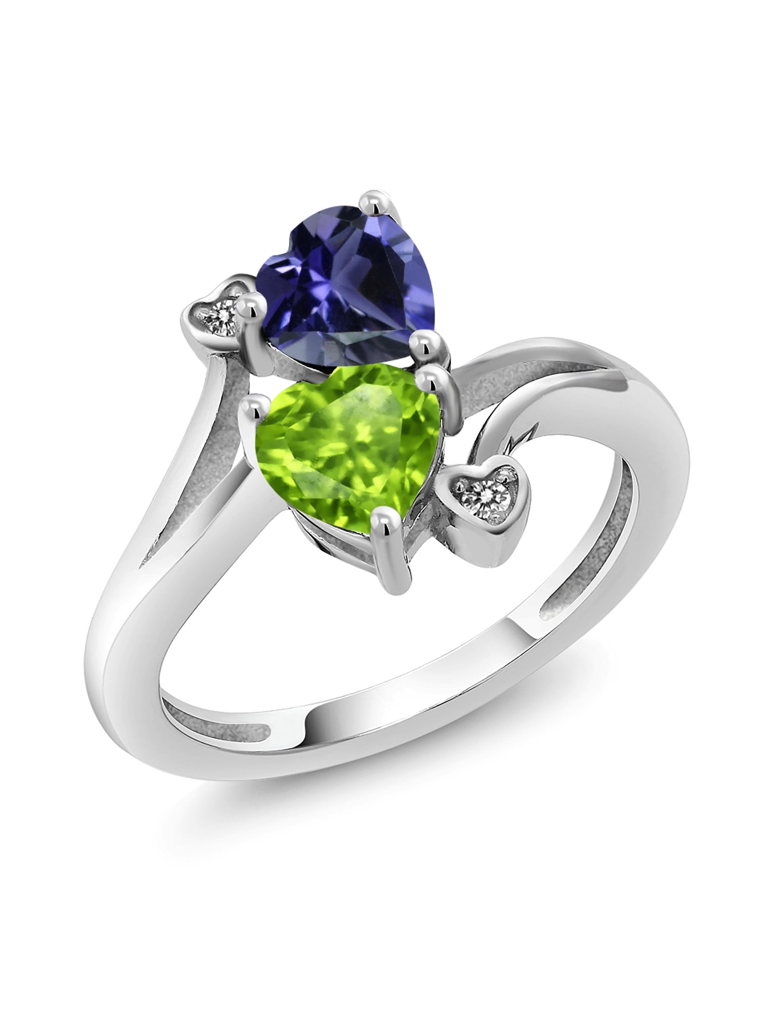 Gem Stone King 925 Sterling Silver Blue Iolite Green Peridot and White ...