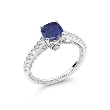 Gem Stone King 925 Sterling Silver Blue Created Sapphire Purple ...