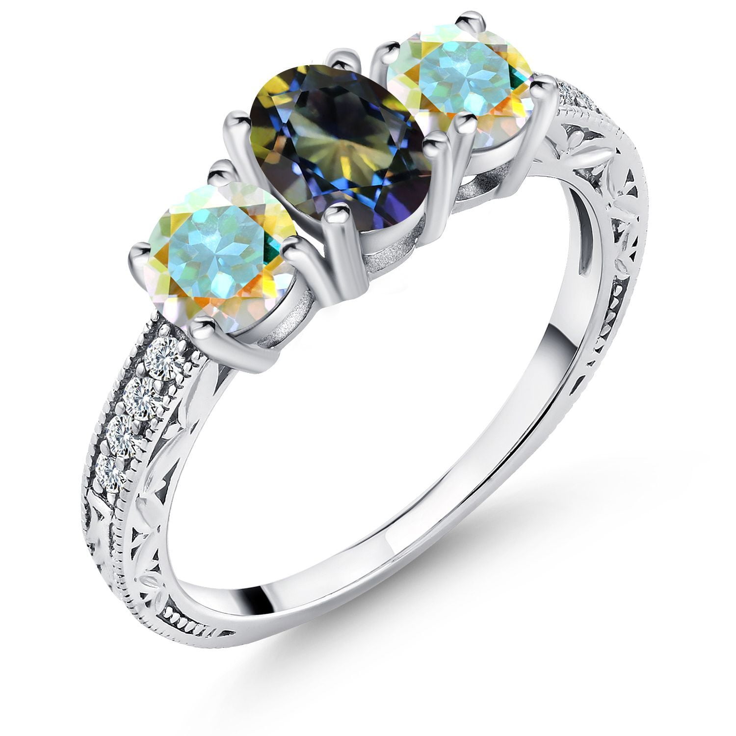 Gem Stone King 925 Sterling Silver Blue Mystic Topaz and Mercury Mist ...