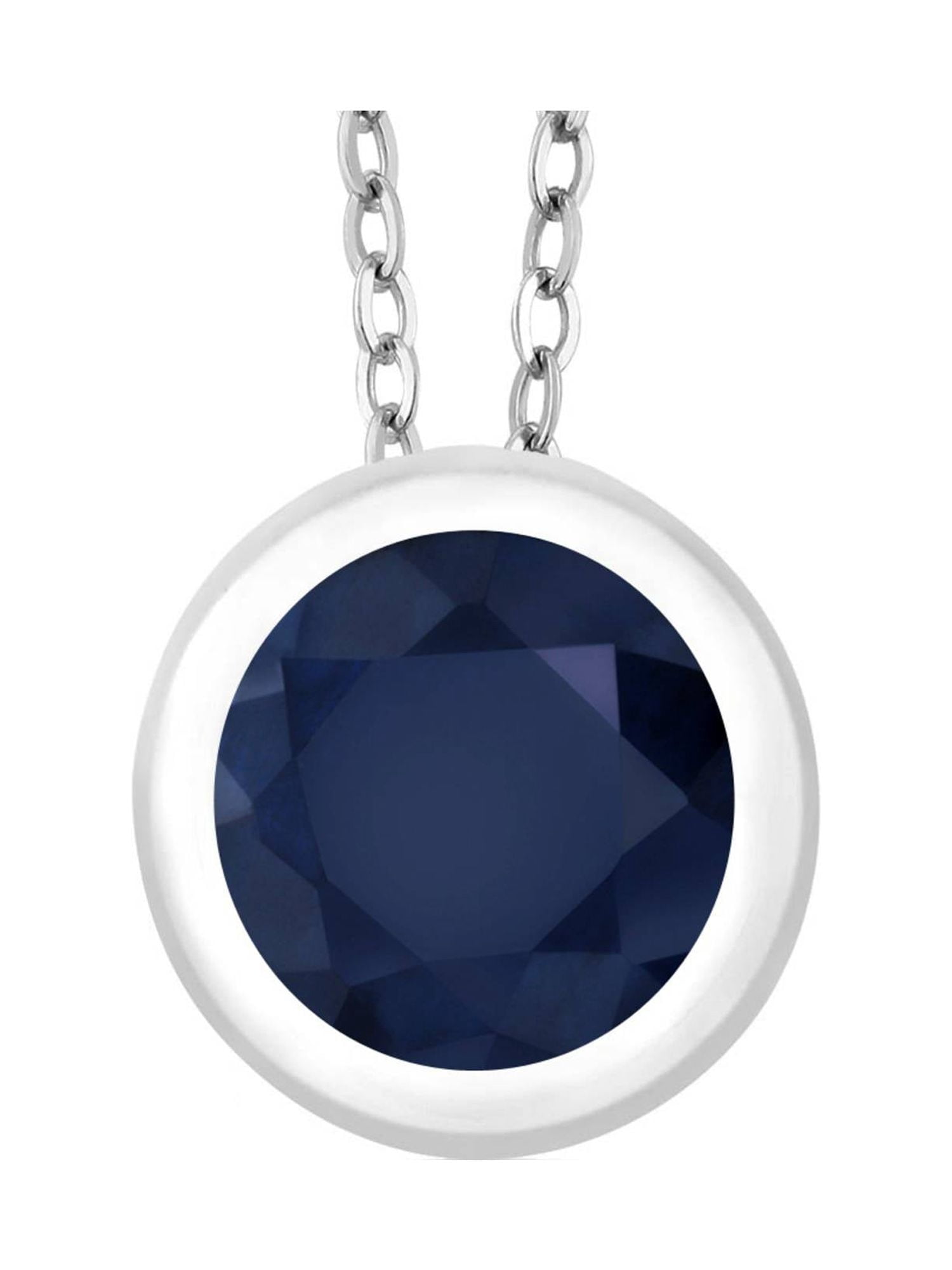 Gem Stone King 925 Sterling Silver Blue Sapphire Pendant Necklace for ...