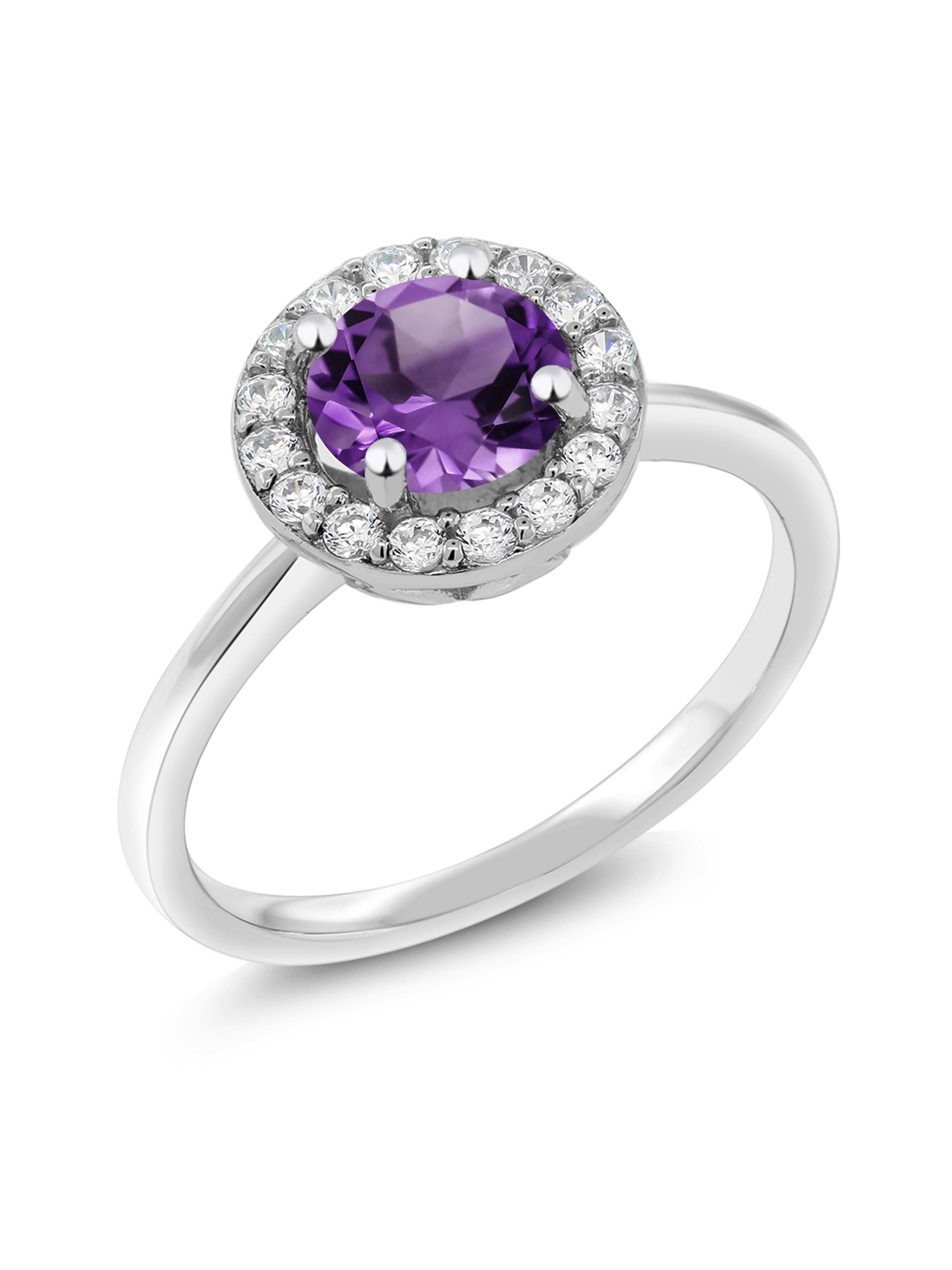 Gem Stone King 925 Sterling Silver Engagement Ring Amethyst and ...