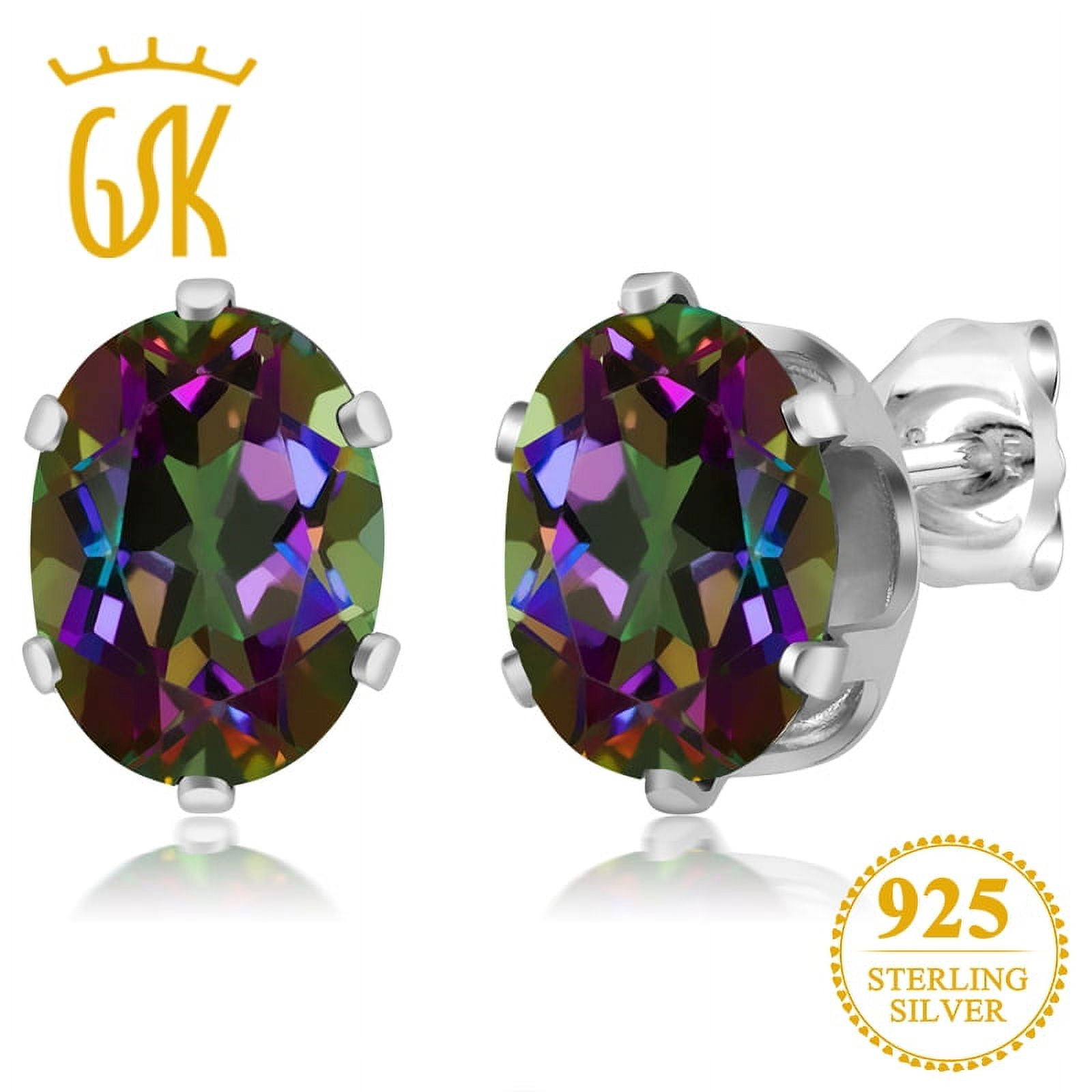 Gem Stone King 925 Sterling Silver Green Mystic Topaz Stud Earrings for ...