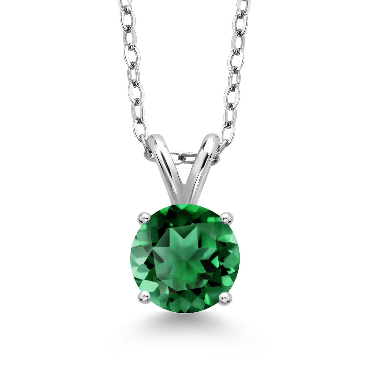 Gem Stone King 925 Sterling Silver Green Nano Emerald Solitaire Pendant ...