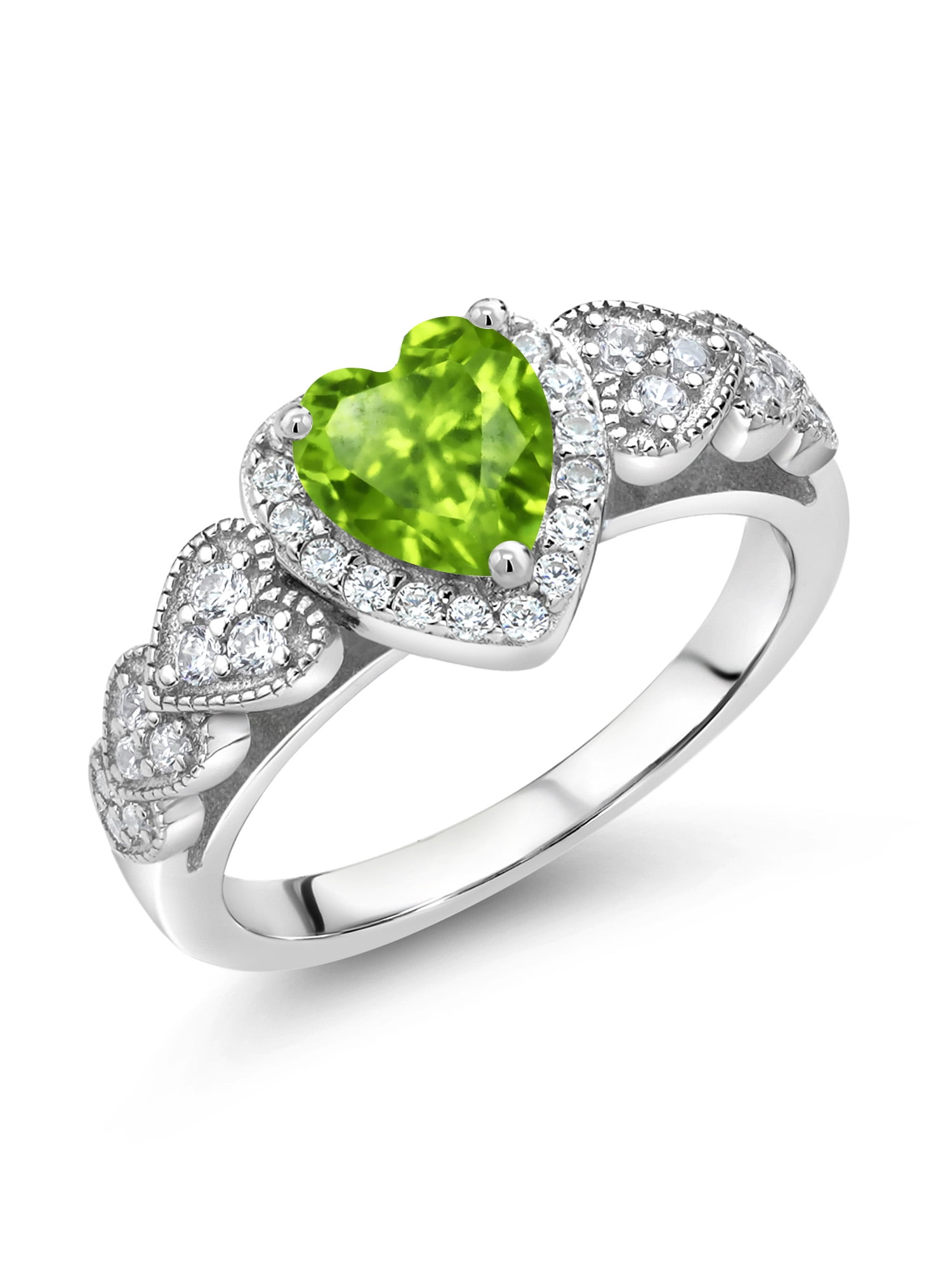 Gem Stone King 925 Sterling Silver Green Peridot Engagement Ring for ...