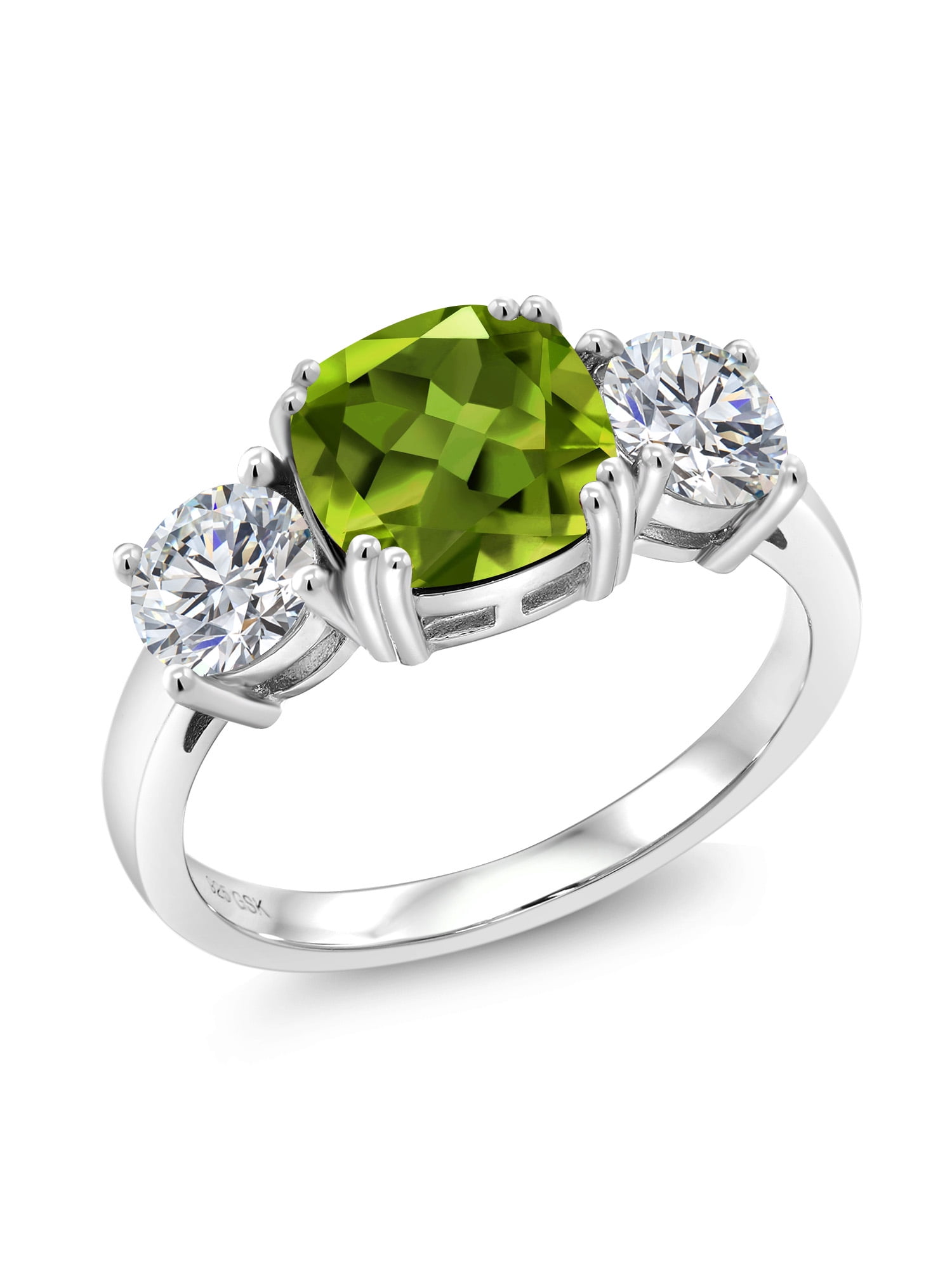 Gem Stone King 925 Sterling Silver Green Peridot and Lab Grown Diamond ...