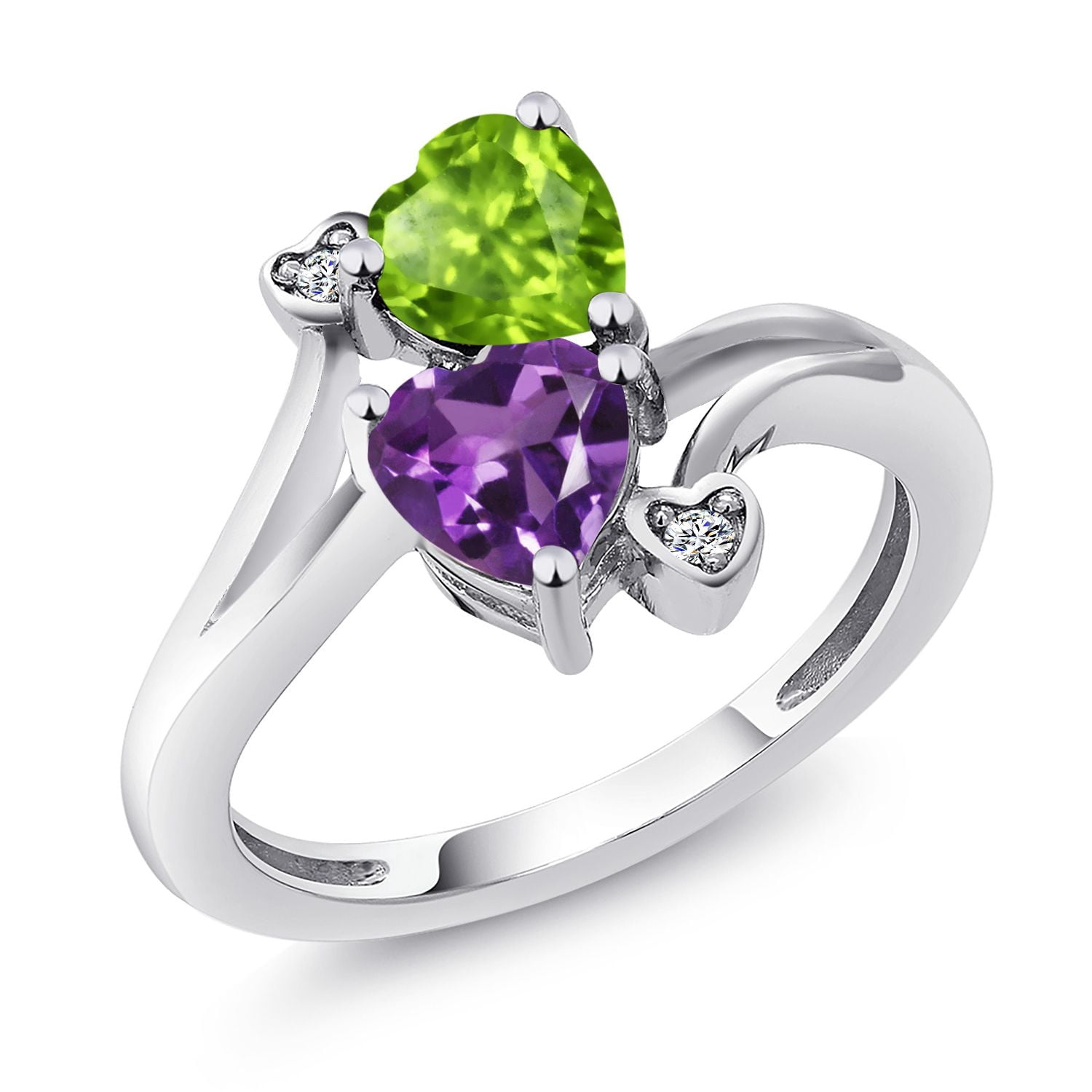 Gem Stone King 925 Sterling Silver Green Peridot Purple Amethyst and ...