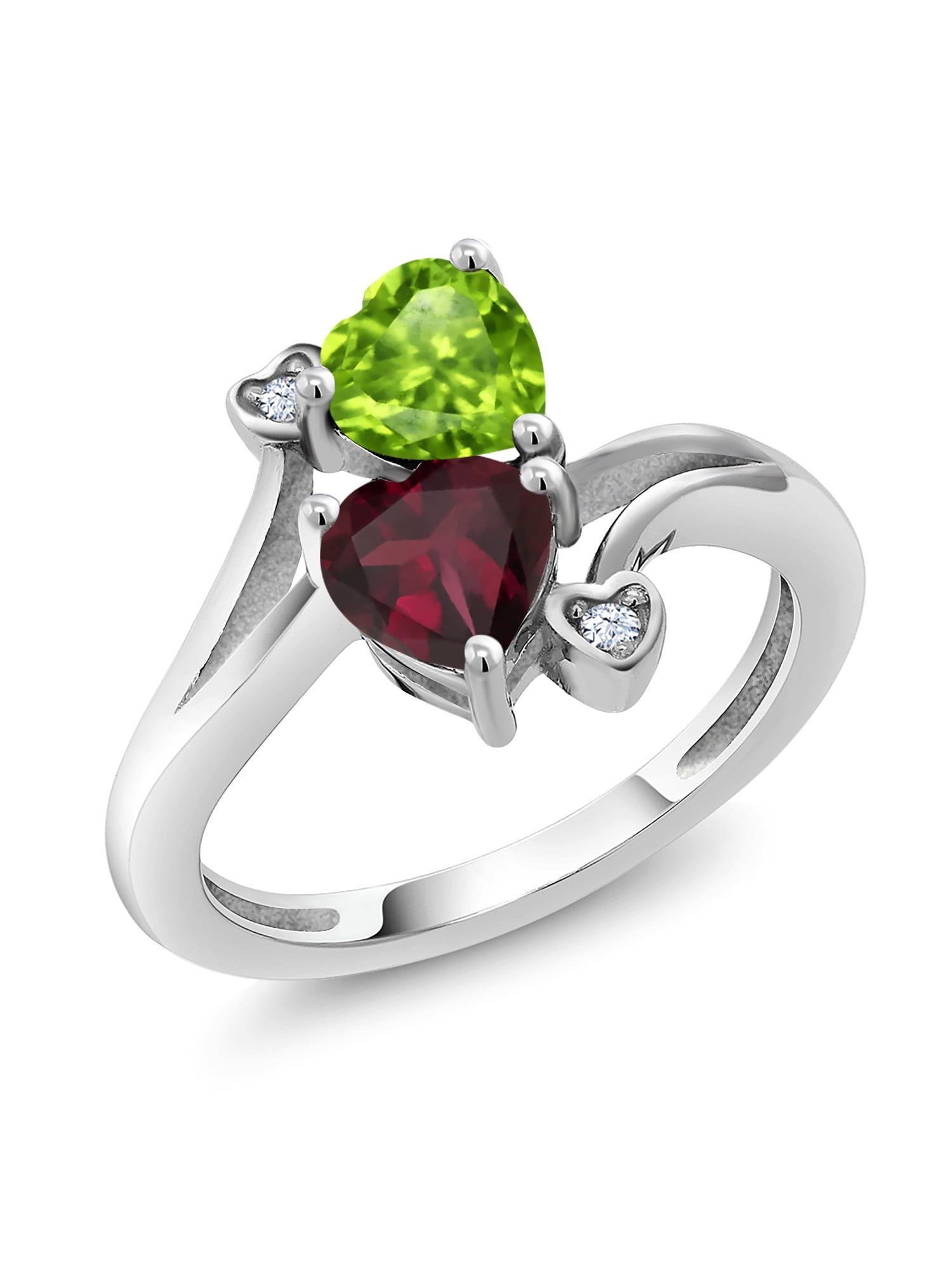 Gem Stone King 925 Sterling Silver Green Peridot Red Rhodolite Garnet ...