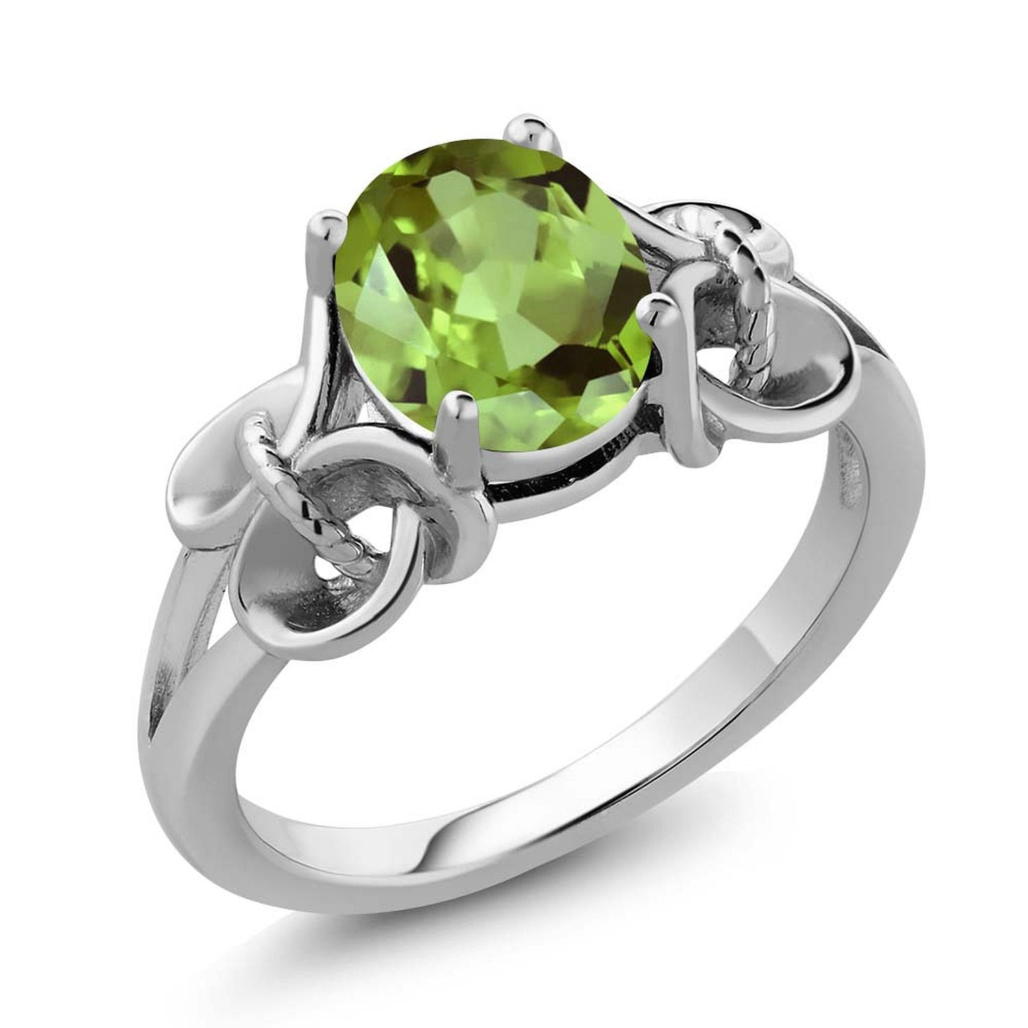 Gem Stone King 925 Sterling Silver Green Peridot Ring for Women | 2.10 ...