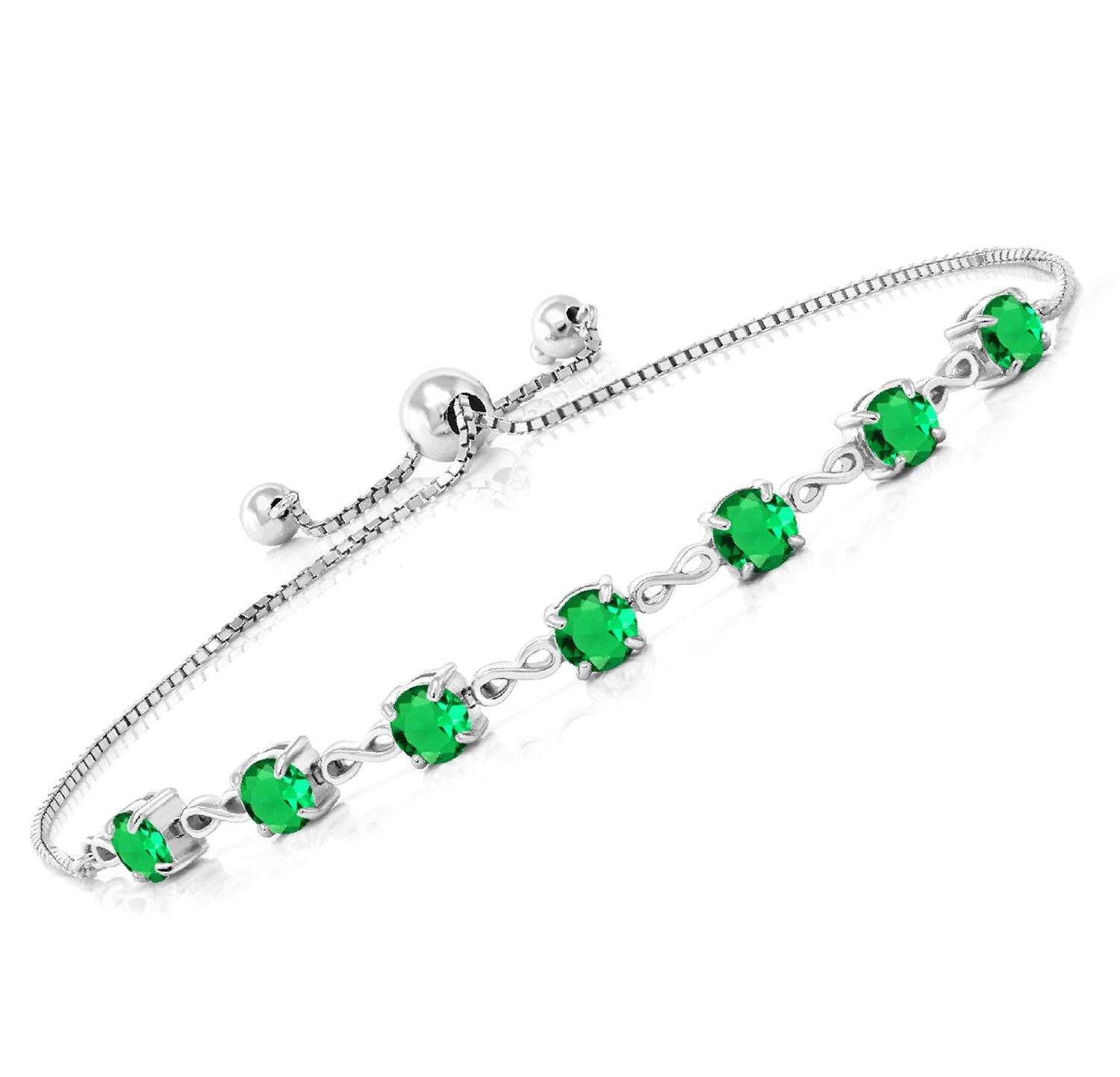 Gem Stone King 925 Sterling Silver Green Simulated Emerald Tennis ...