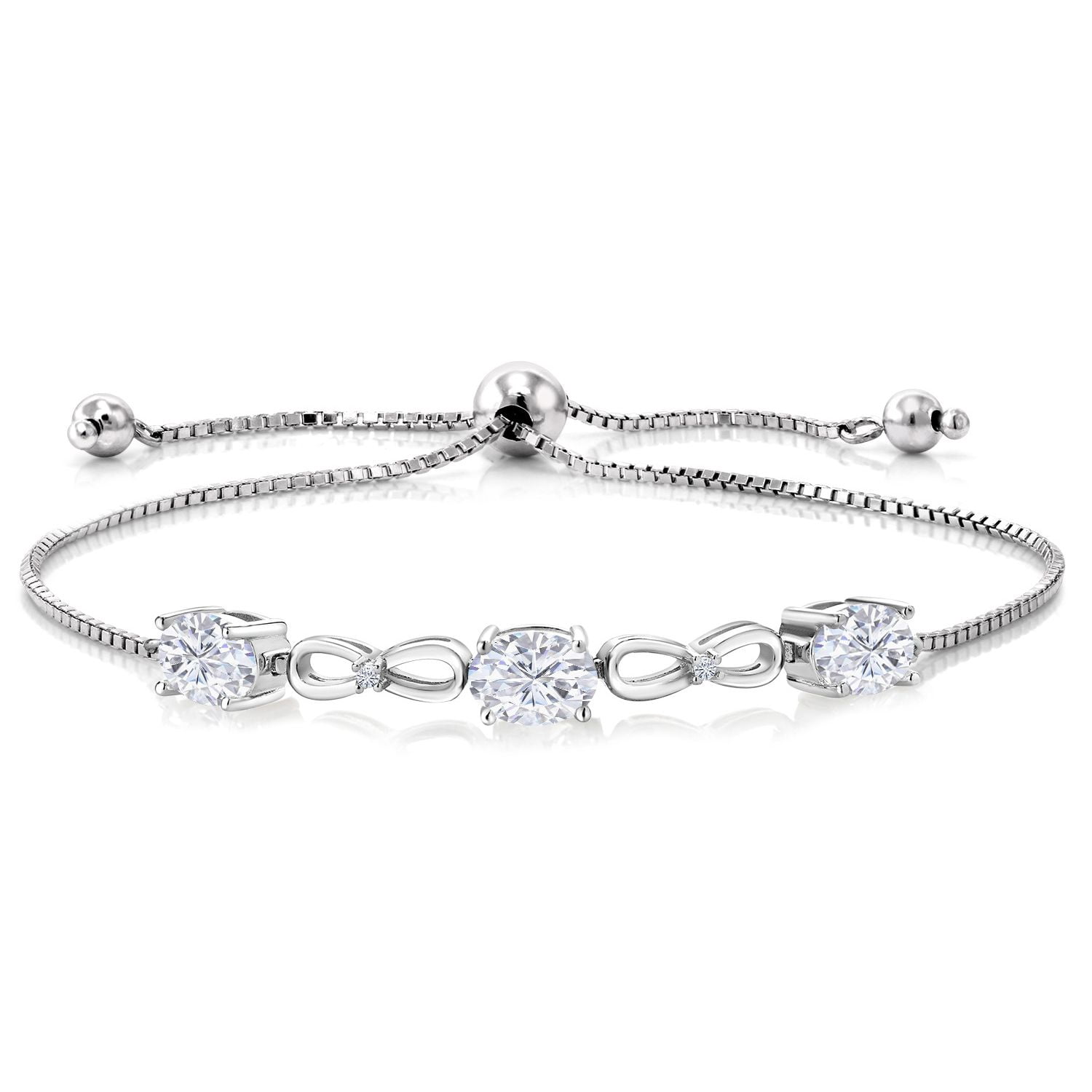 Gem Stone King 925 Sterling Silver Lab Grown Diamond Set with Bracelet ...