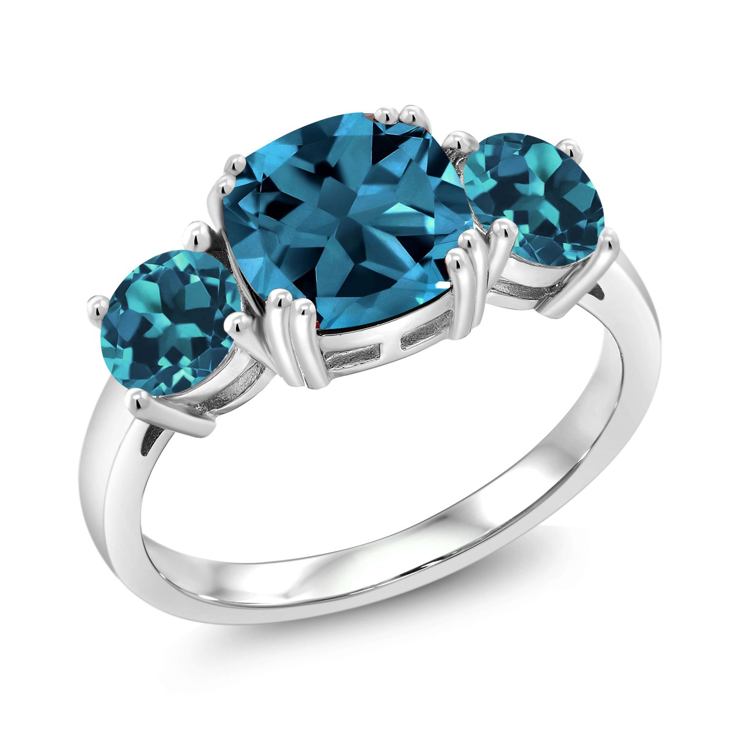 Gem Stone King 925 Sterling Silver London Blue Topaz Engagement Ring, 3 ...