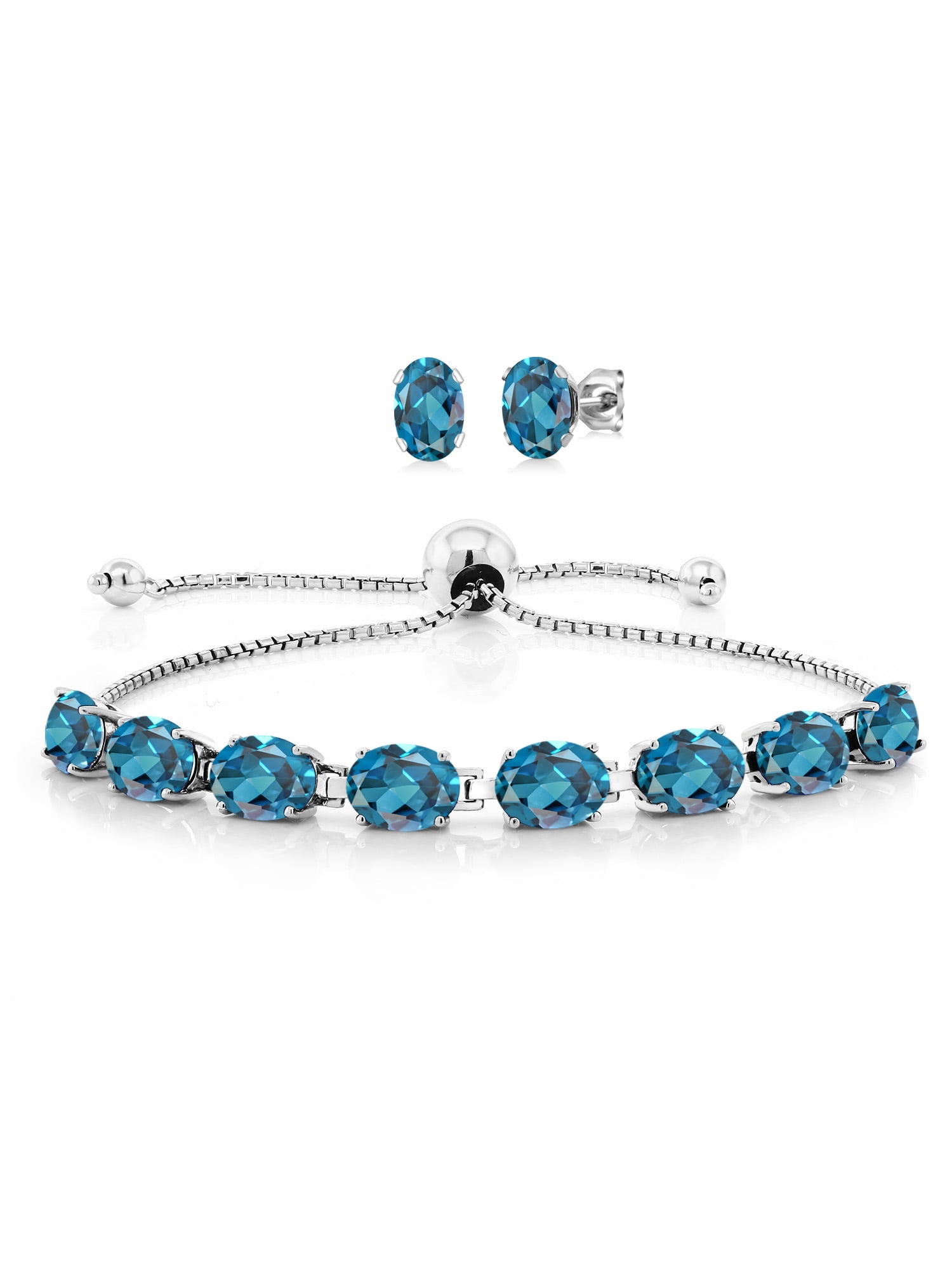 Gem Stone King 925 Sterling Silver London Blue Topaz Bracelet and ...