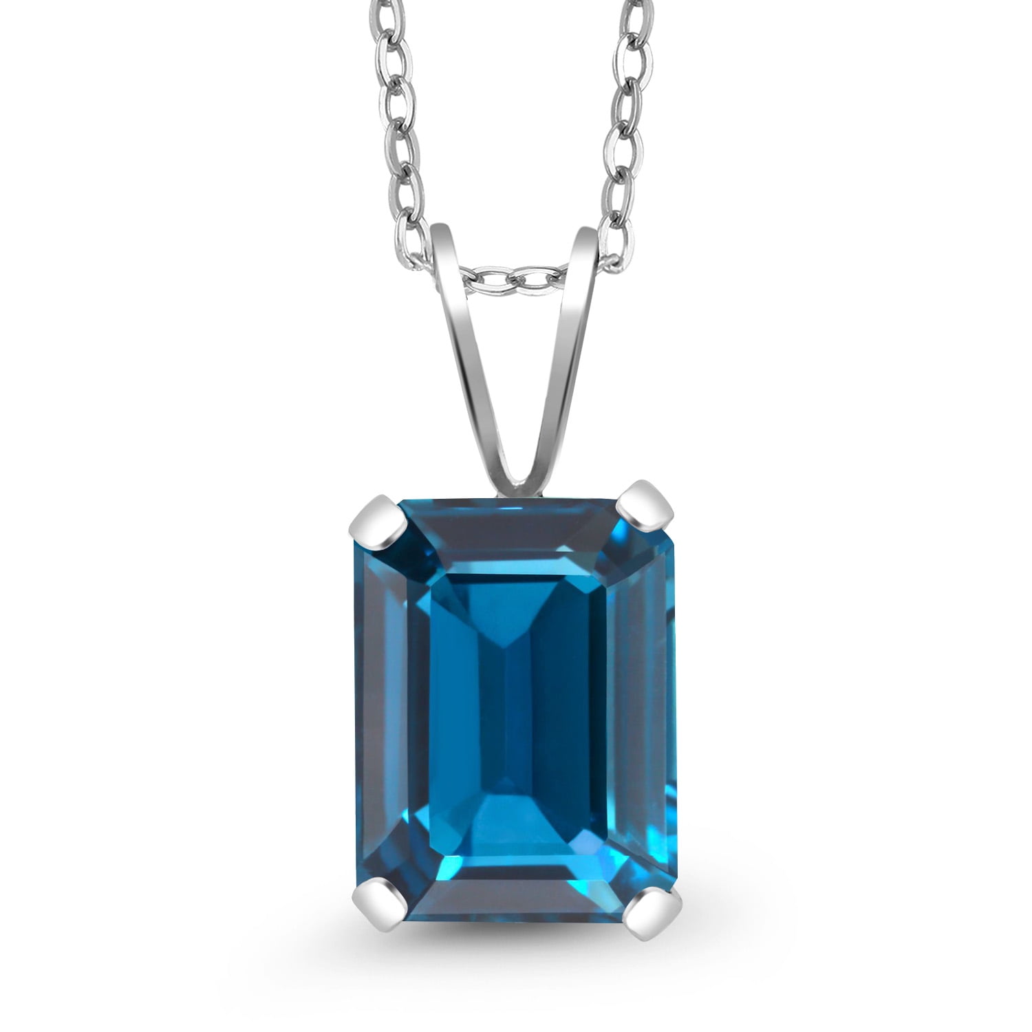 Gem Stone King 925 Sterling Silver London Blue Topaz Pendant Necklace ...