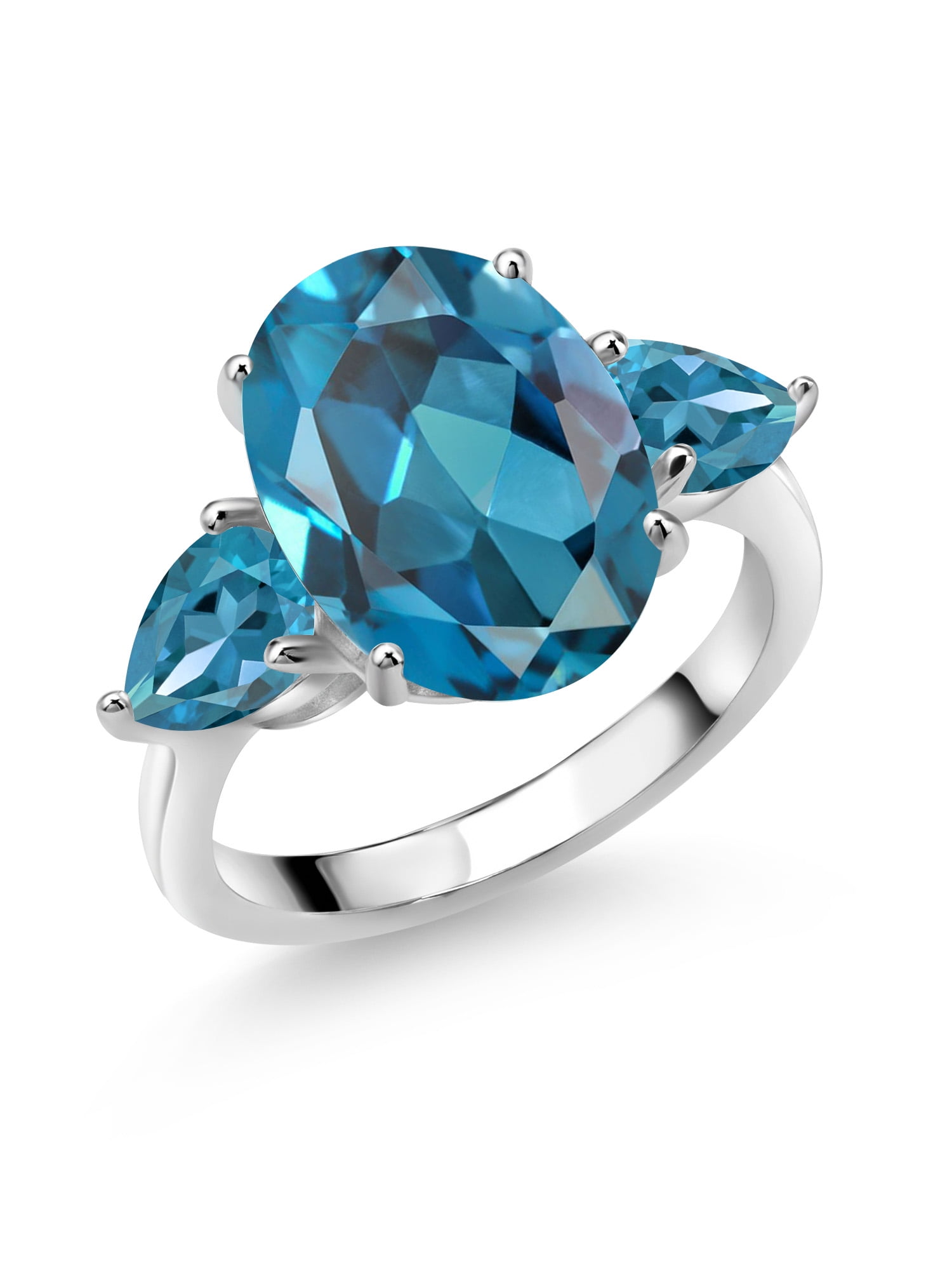 Gem Stone King 925 Sterling Silver London Blue Topaz Ring for Women (8. ...