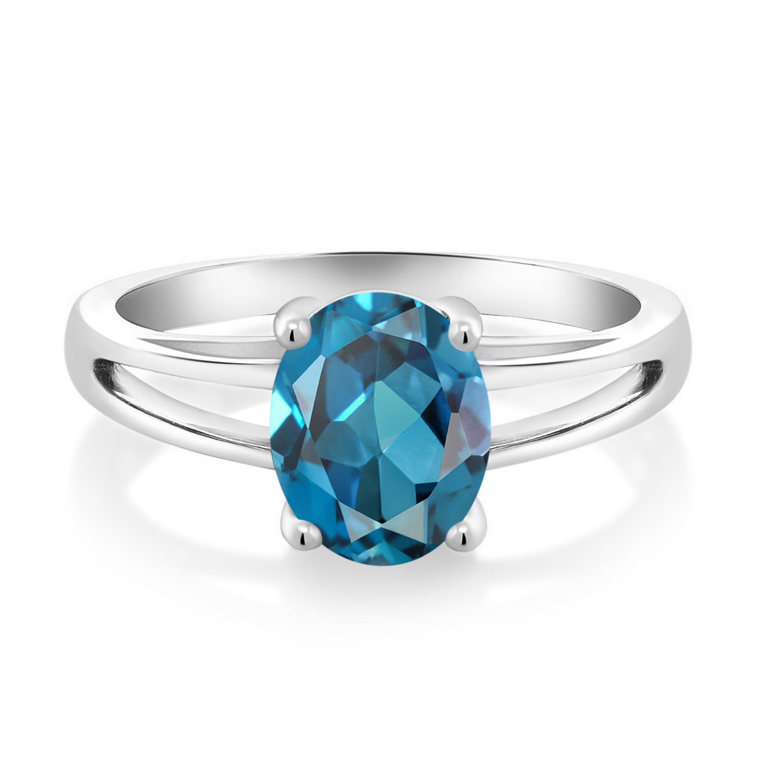 Gem Stone King 925 Sterling Silver London Blue Topaz Women Solitaire ...