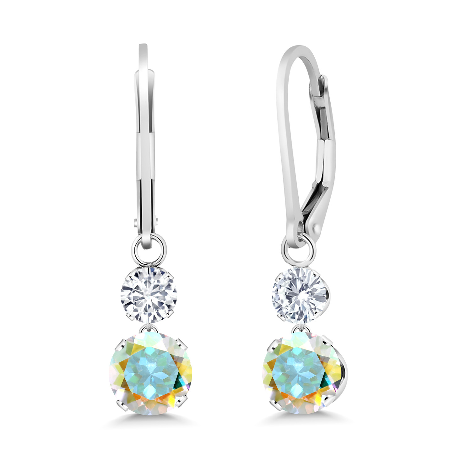 Gem Stone King 925 Sterling Silver Mercury Mist Mystic Topaz and White ...