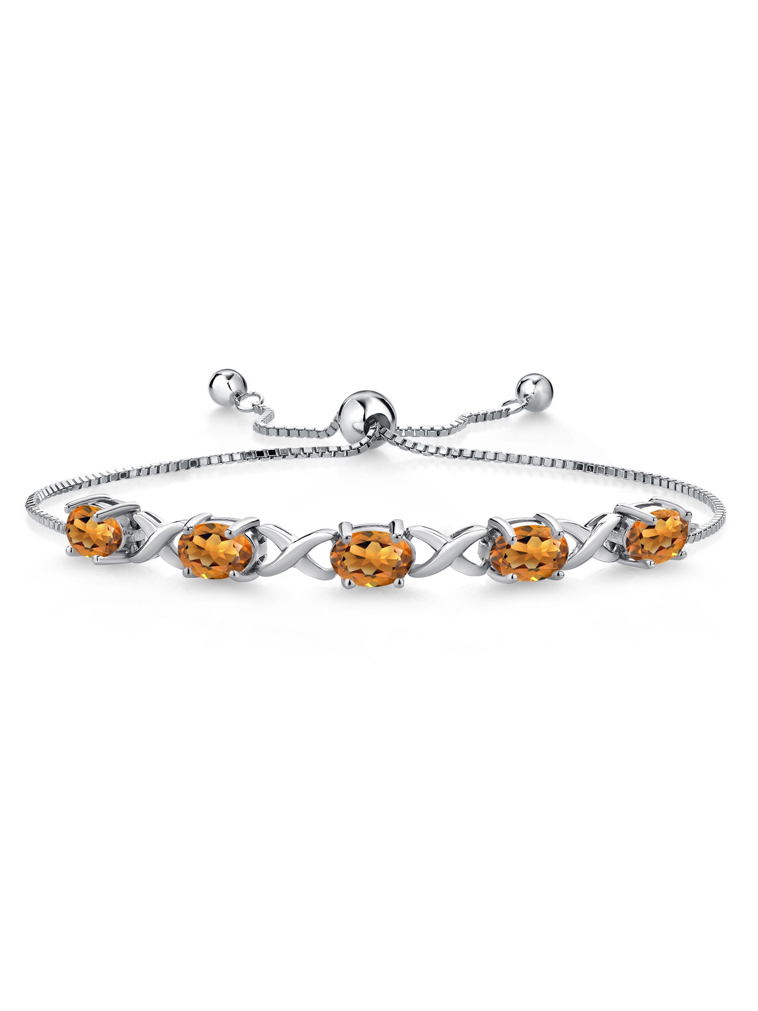 Gem Stone King 925 Sterling Silver Orange Red Madeira Citrine Bracelet ...