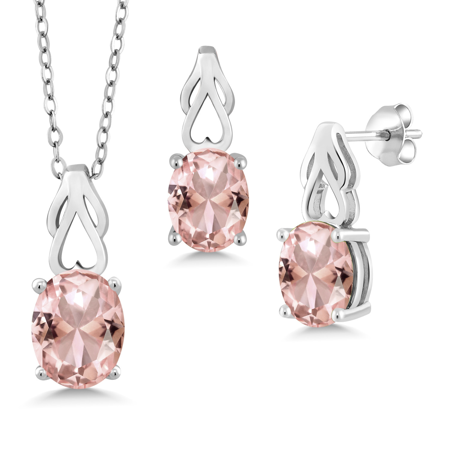 Gem Stone King 925 Sterling Silver Peach Nano Morganite Pendant and ...