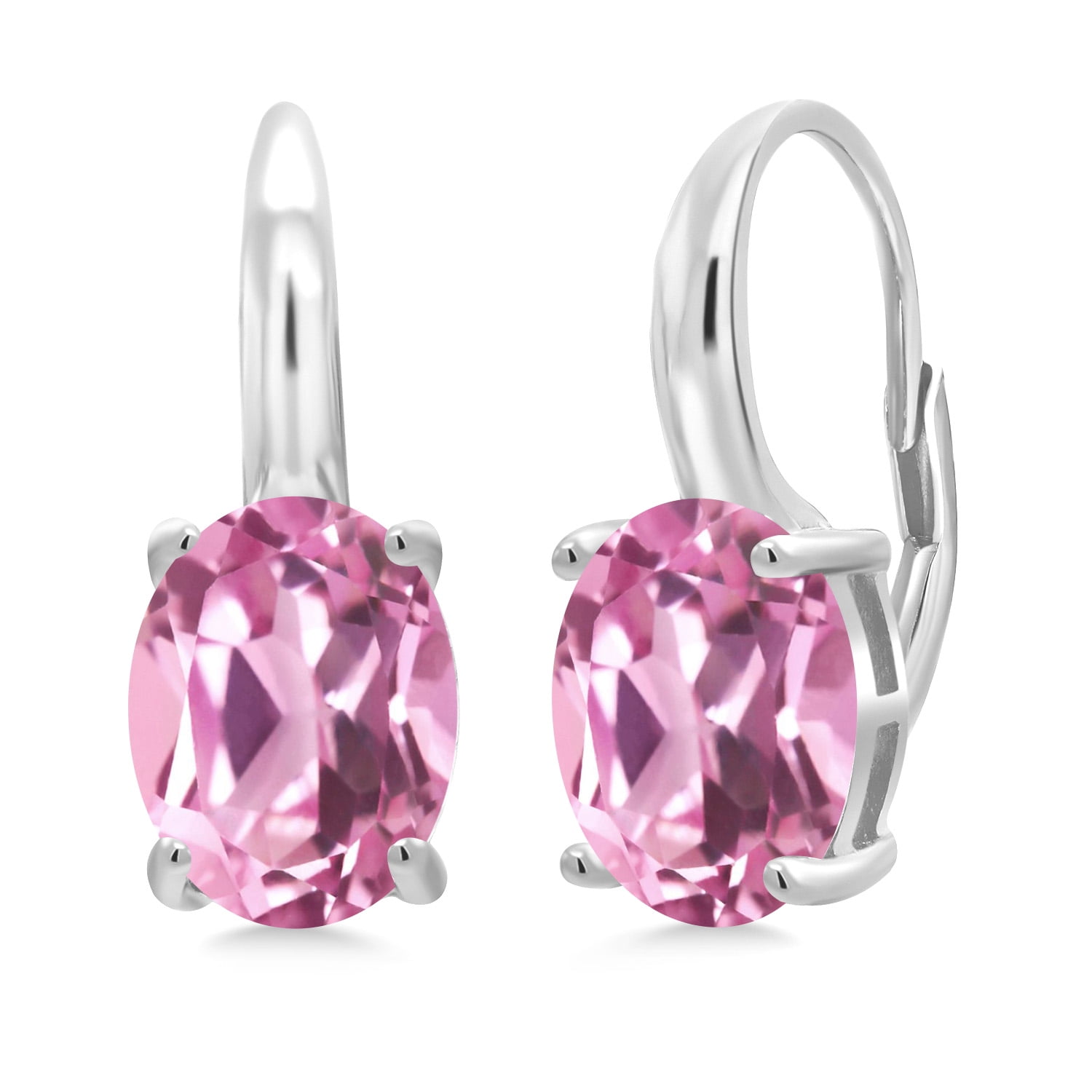 Gem Stone King 9.00 Ct Oval Pink Created Sapphire 925 Sterling Silver ...