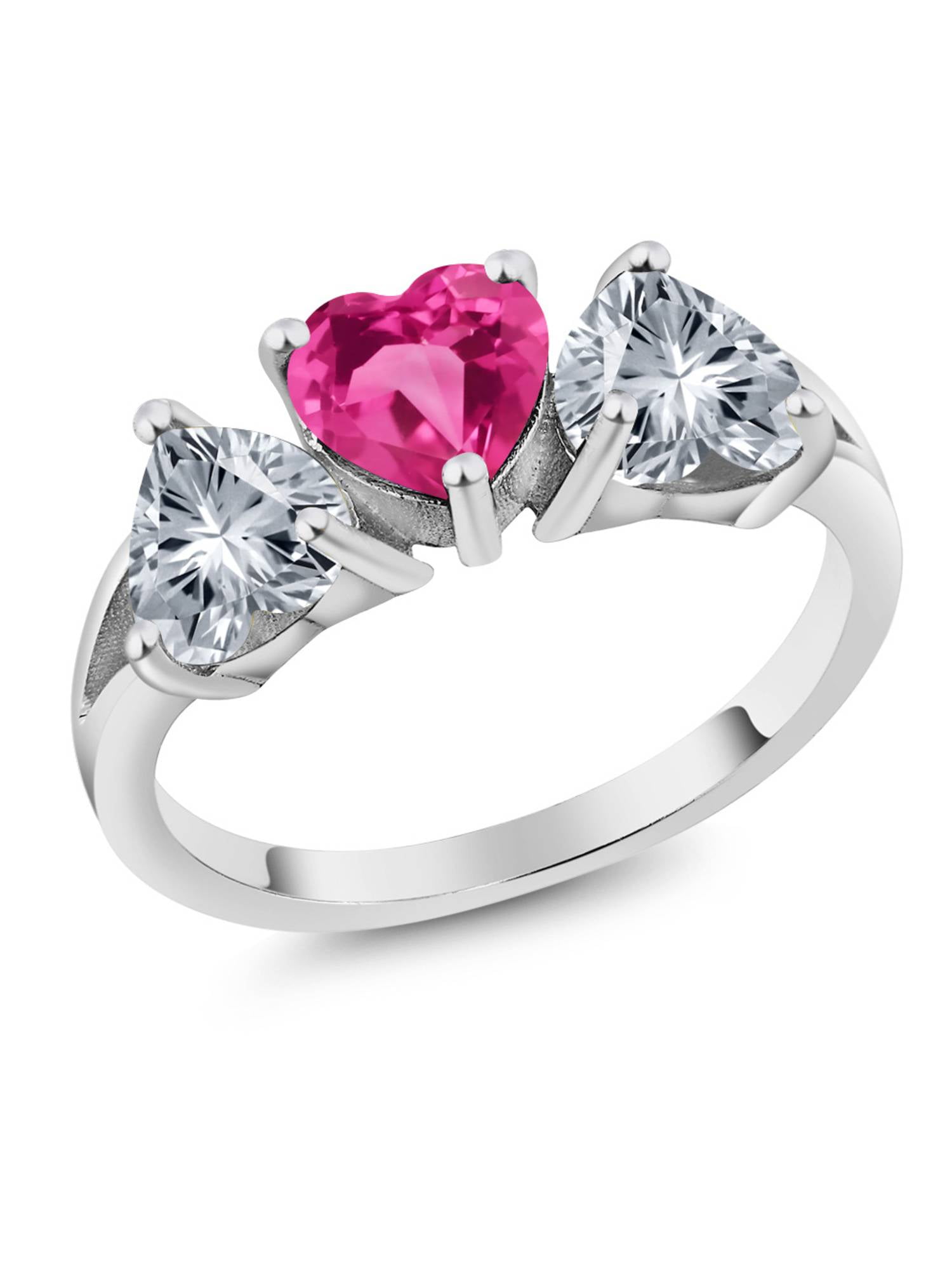 Gem Stone King 925 Sterling Silver Pink Mystic Topaz and White Zirconia ...