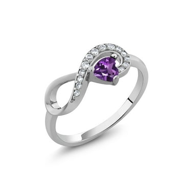 Gem Stone King 925 Sterling Silver Purple Amethyst 3-Stone Ring for Women (2.50 Cttw, Oval ...
