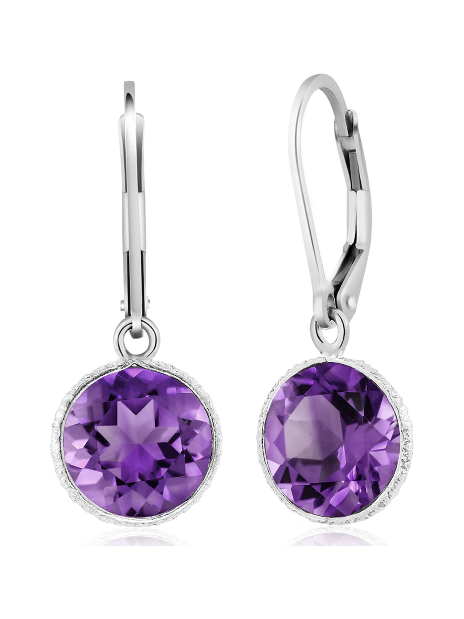 Gem Stone King 8.00 Cttw Purple Amethyst Leverback Dangle Earrings for ...