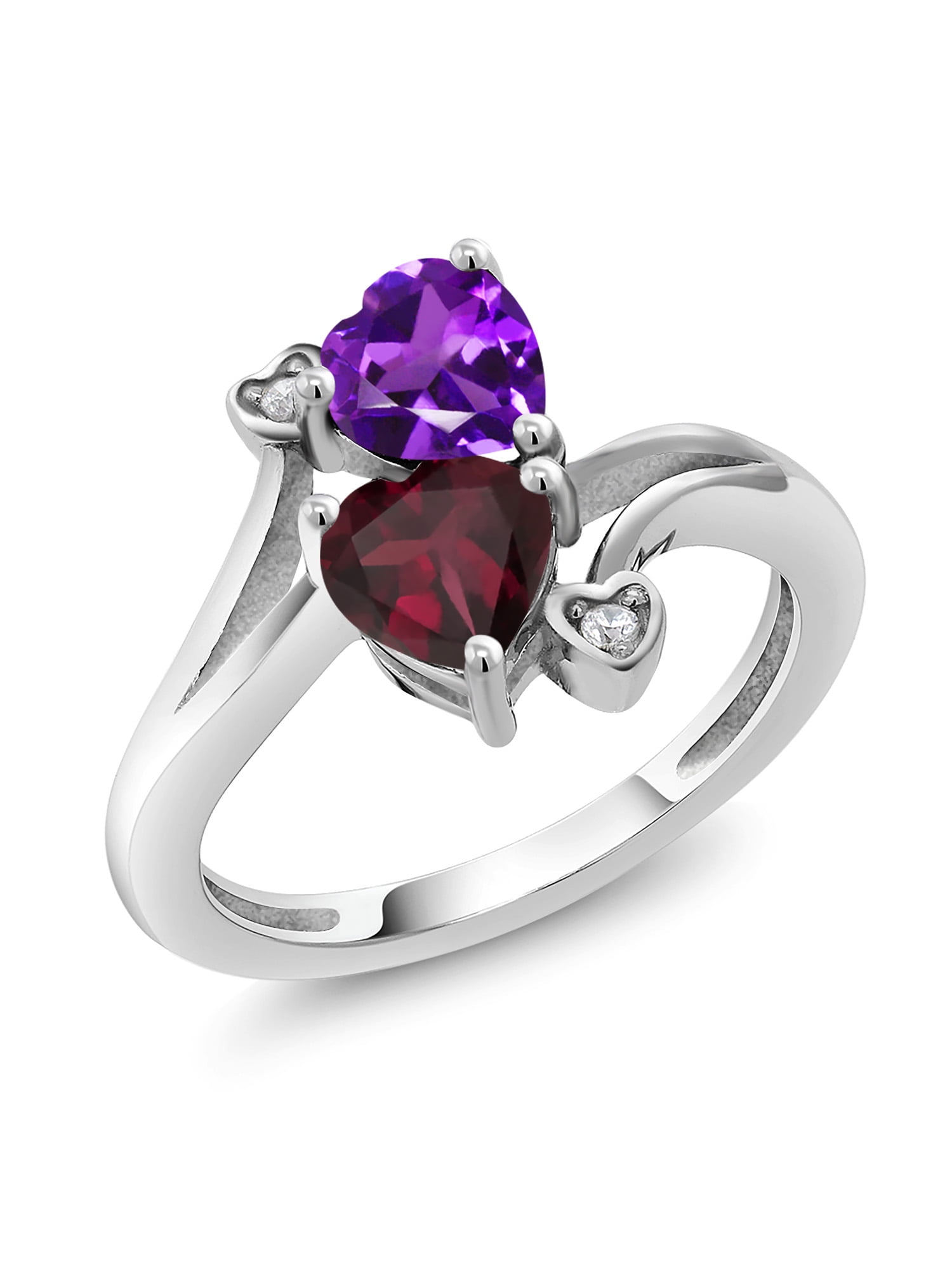 Gem Stone King 925 Sterling Silver Purple Amethyst Red Rhodolite Garnet ...