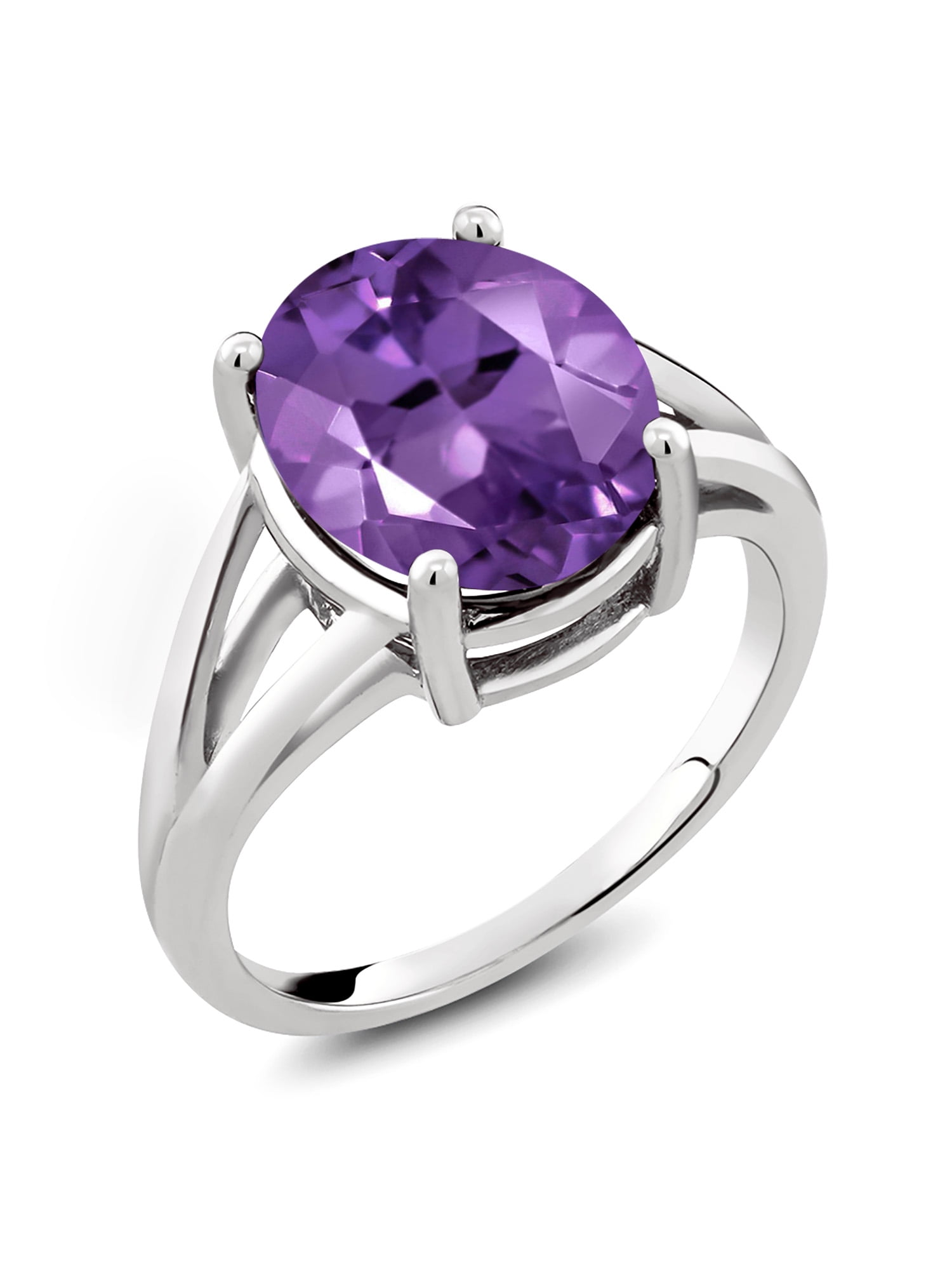 Gem Stone King 925 Sterling Silver Purple Amethyst Ring for Women (4.05 ...