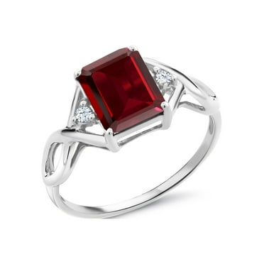 Gem Stone King 18K Rose Gold Plated Silver Red Created Ruby Ring for ...