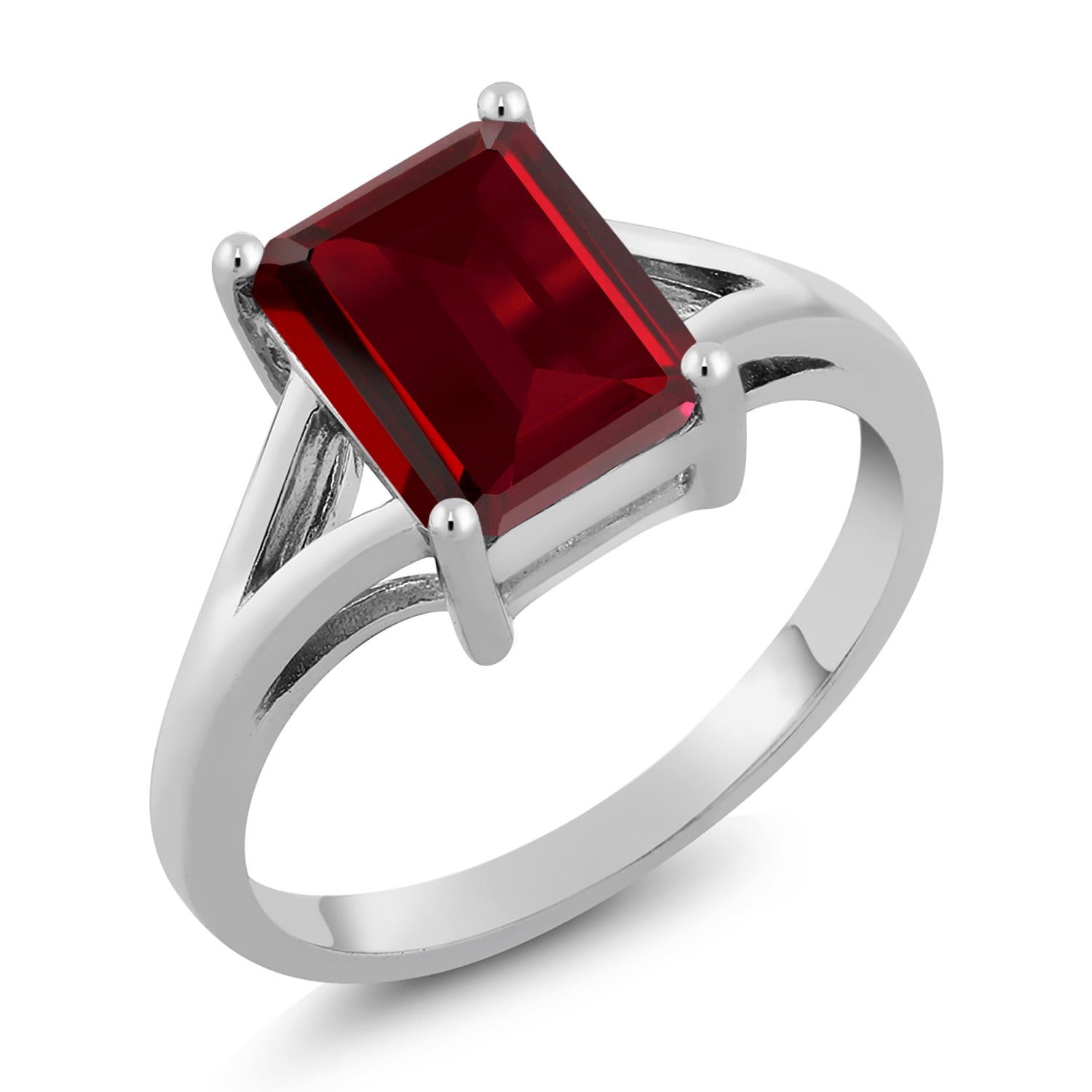 Gem Stone King 925 Sterling Silver Red Garnet Solitaire Engagement Ring ...
