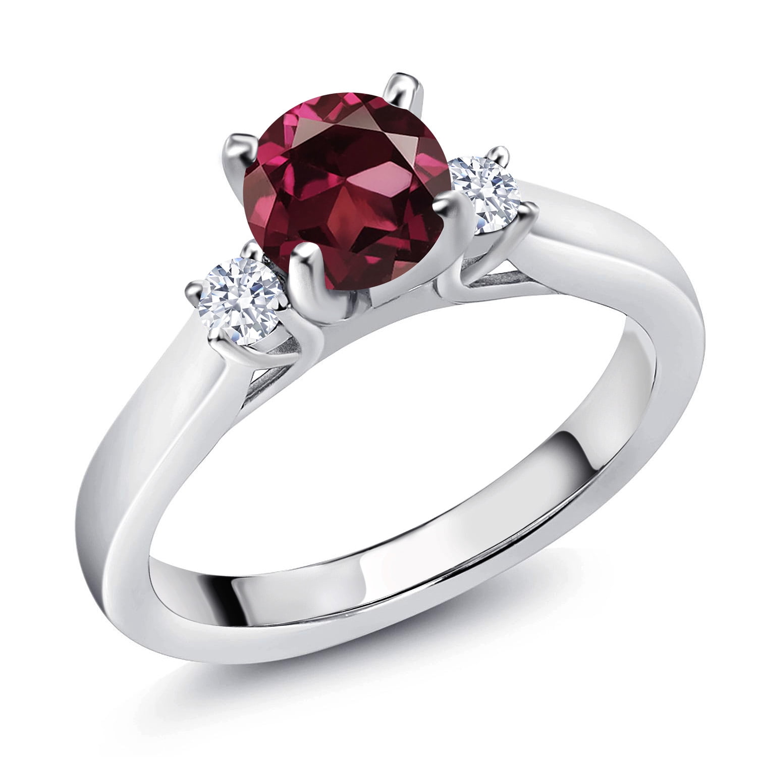 Gem Stone King 925 Sterling Silver Red Rhodolite Garnet 3-Stone ...