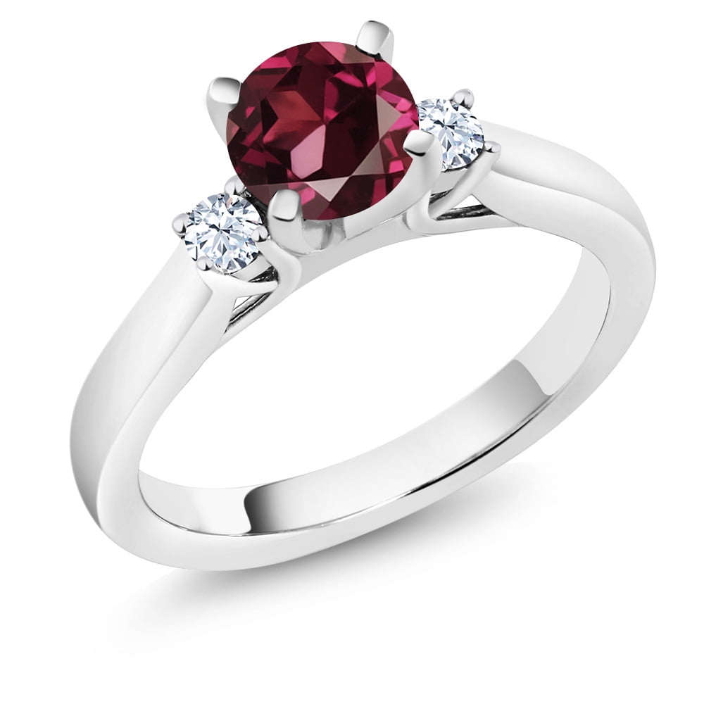 Gem Stone King 925 Sterling Silver Red Rhodolite Garnet 3-Stone ...