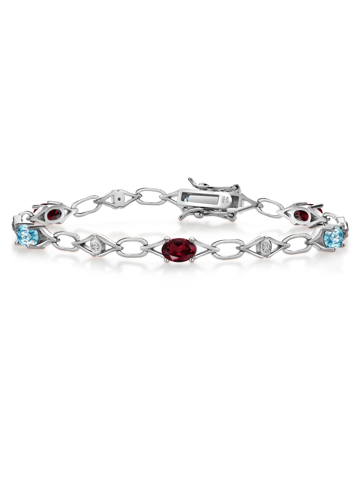 Gem Stone King 925 Sterling Silver Red Rhodolite Garnet and Blue Zircon ...