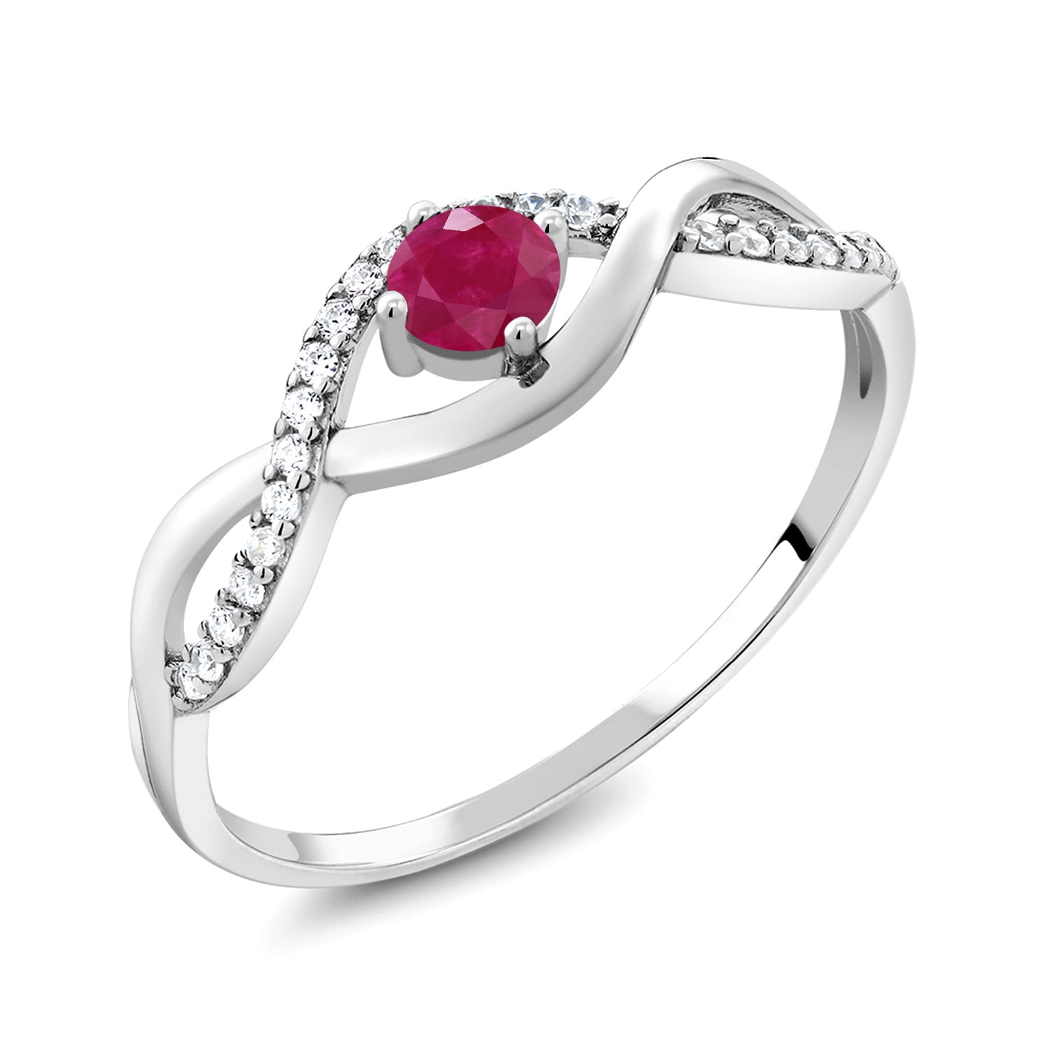 Gem Stone King 925 Sterling Silver Red Ruby Infinity Ring for Women (0. ...