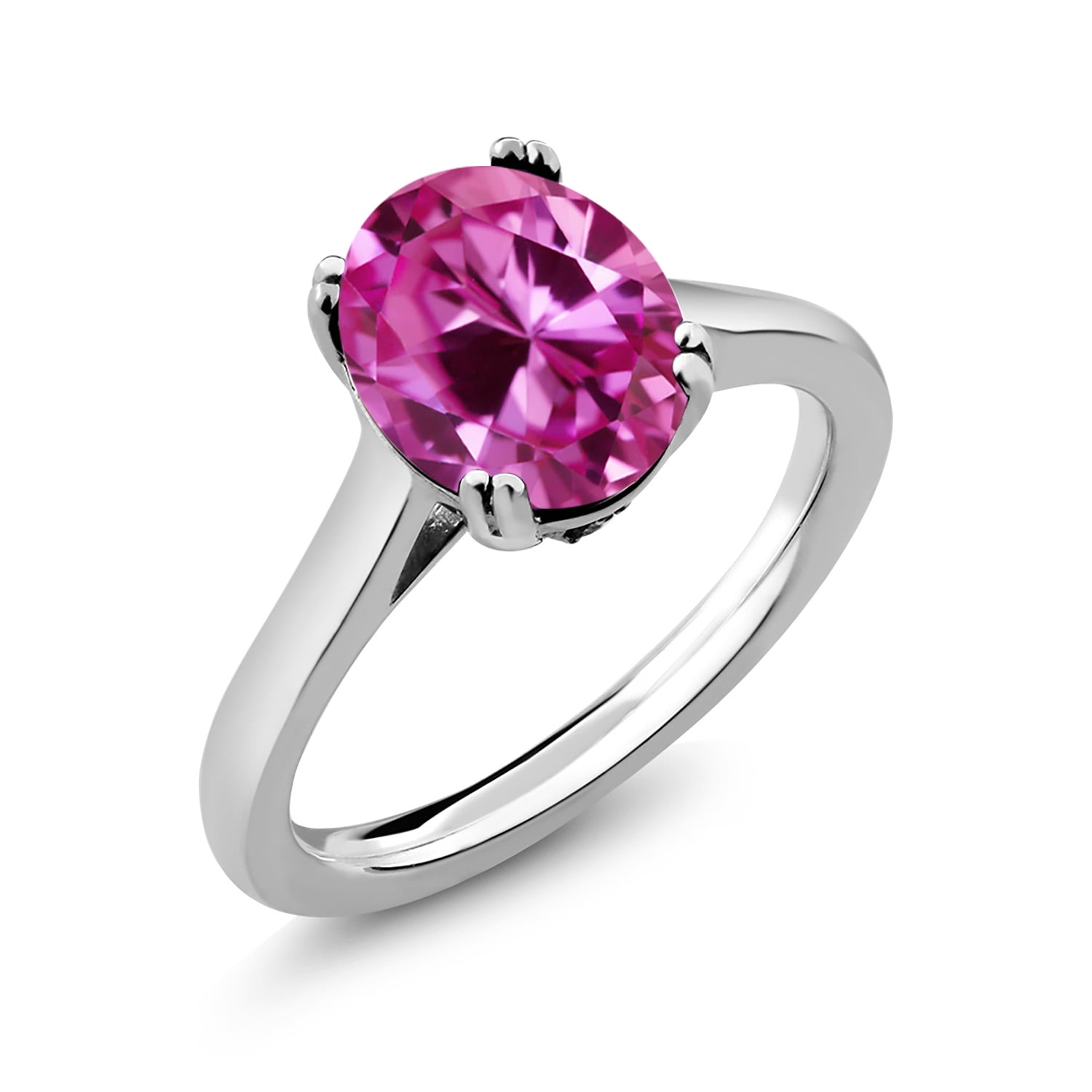 Gem Stone King 925 Sterling Silver Ring Created Sapphire Moissanite (4. ...