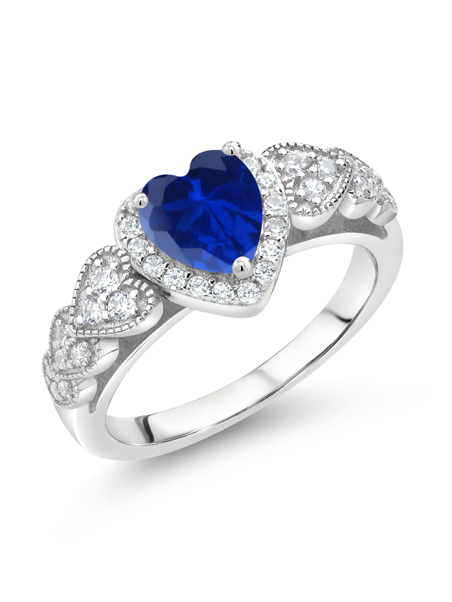 Exquisite 925 Sterling Silver Natural White Sapphire Gemstone Ring Set ...