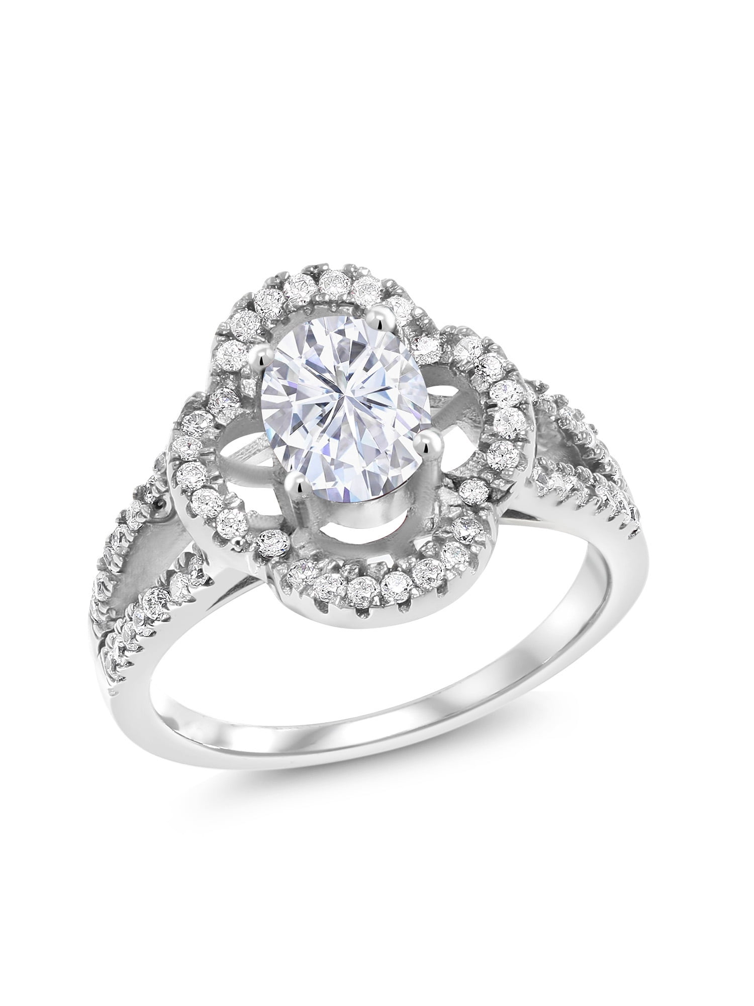 Gem Stone King 925 Sterling Silver Ring Set with Moissanite (1.87 Cttw ...
