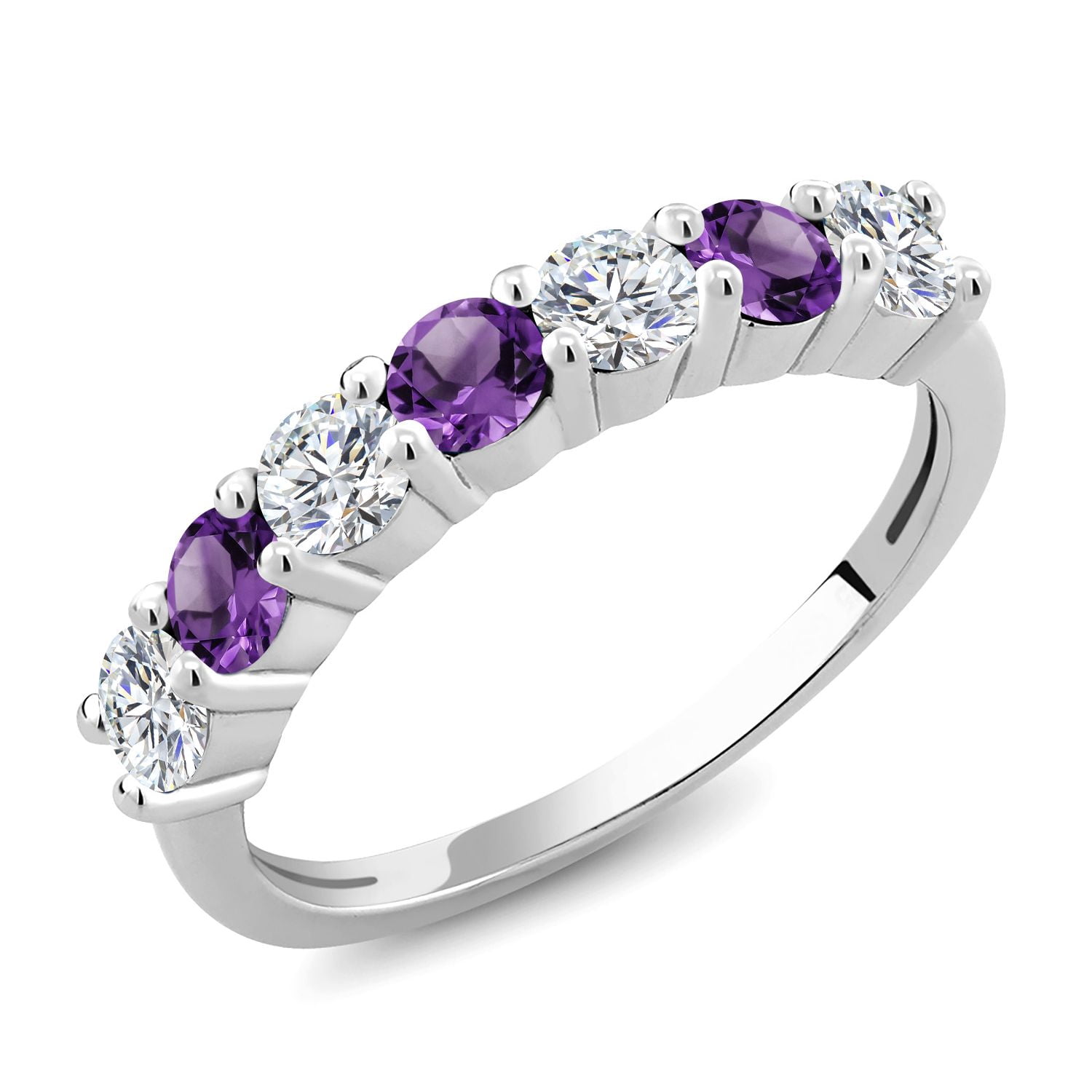 Gem Stone King 925 Sterling Silver Round E-F Lab Grown Diamond Purple ...