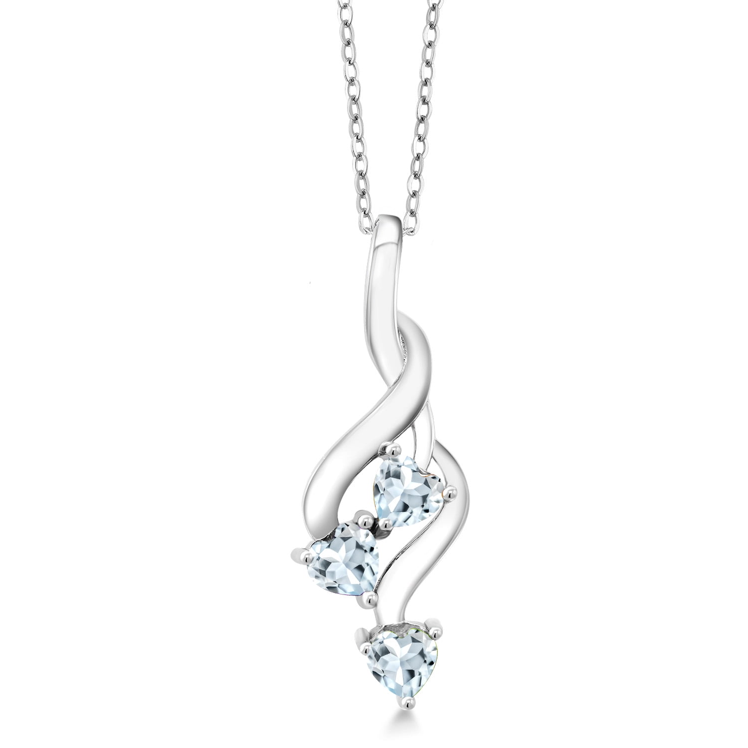 Gem Stone King 925 Sterling Silver Sky Blue Aquamarine Pendant Necklace ...