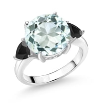 Gem Stone King 3.63 Cttw Black Onyx and Green Peridot 3-Stone Ring for ...