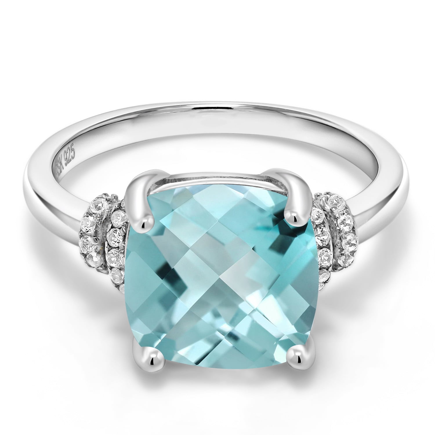 Gem Stone King 925 Sterling Silver Sky Blue Topaz Ring for Women (4.94 ...