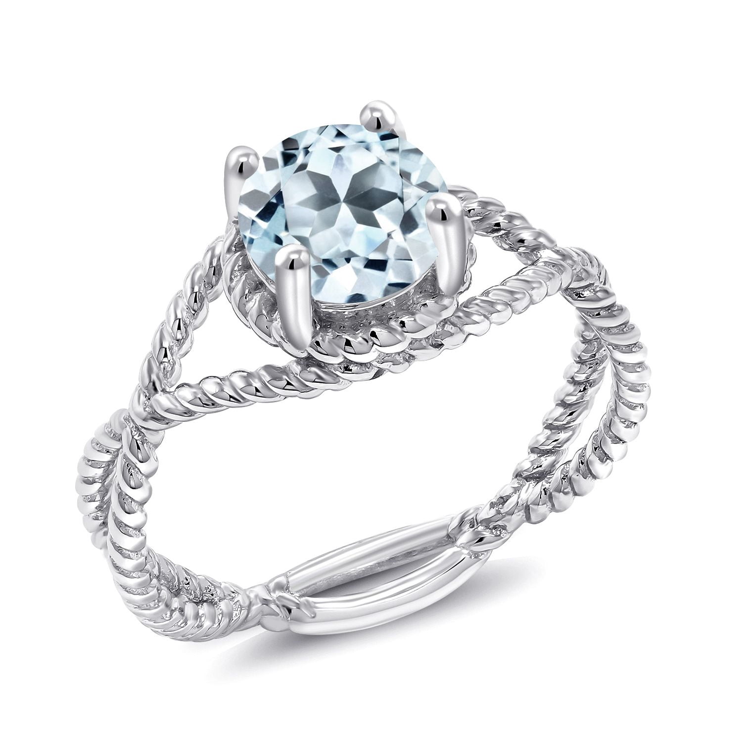 Gem Stone King 925 Sterling Silver Sky Blue Topaz Ring, 1.70 Cttw, Size ...