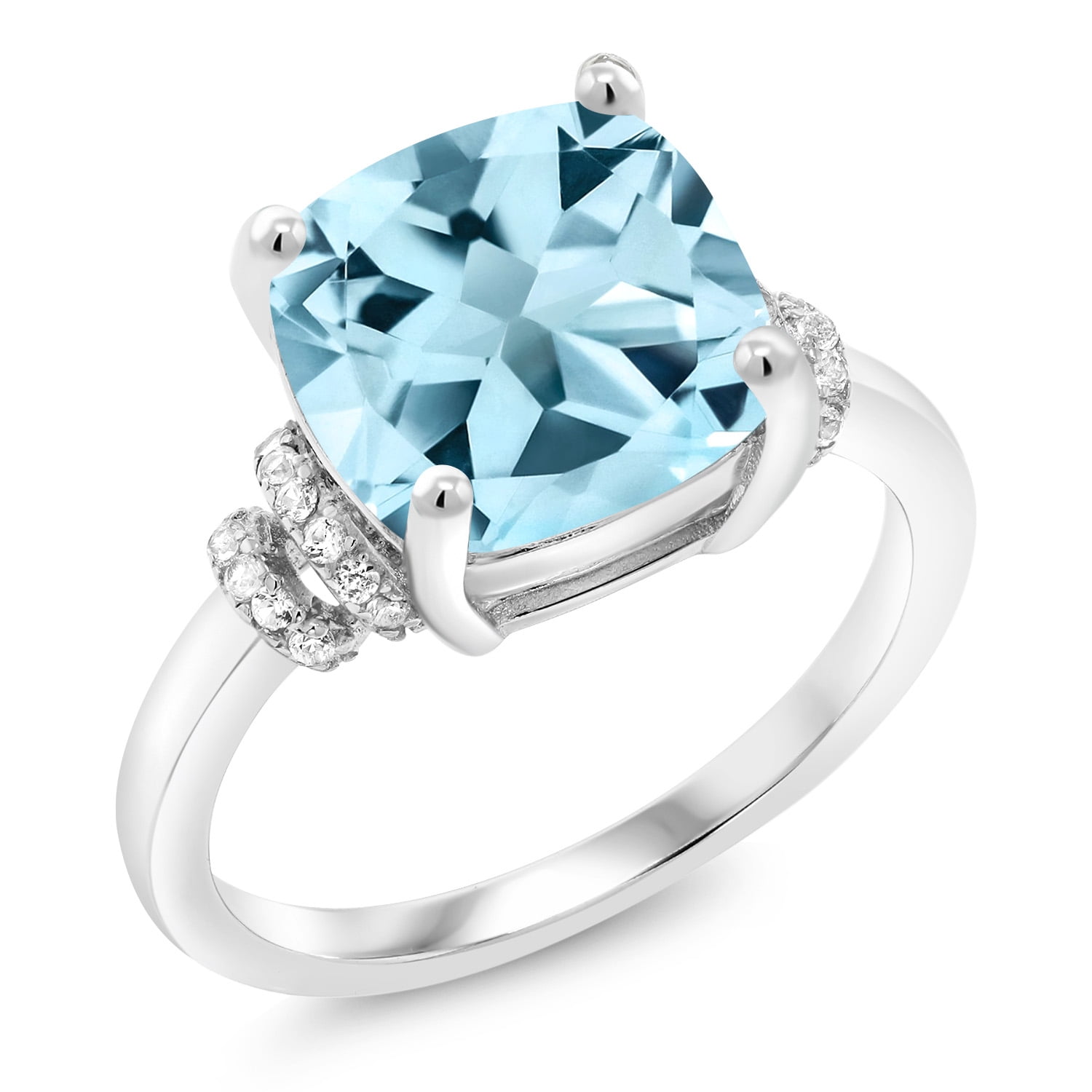 Gem Stone King 925 Sterling Silver Sky Blue Topaz Ring for Women (4.54 ...
