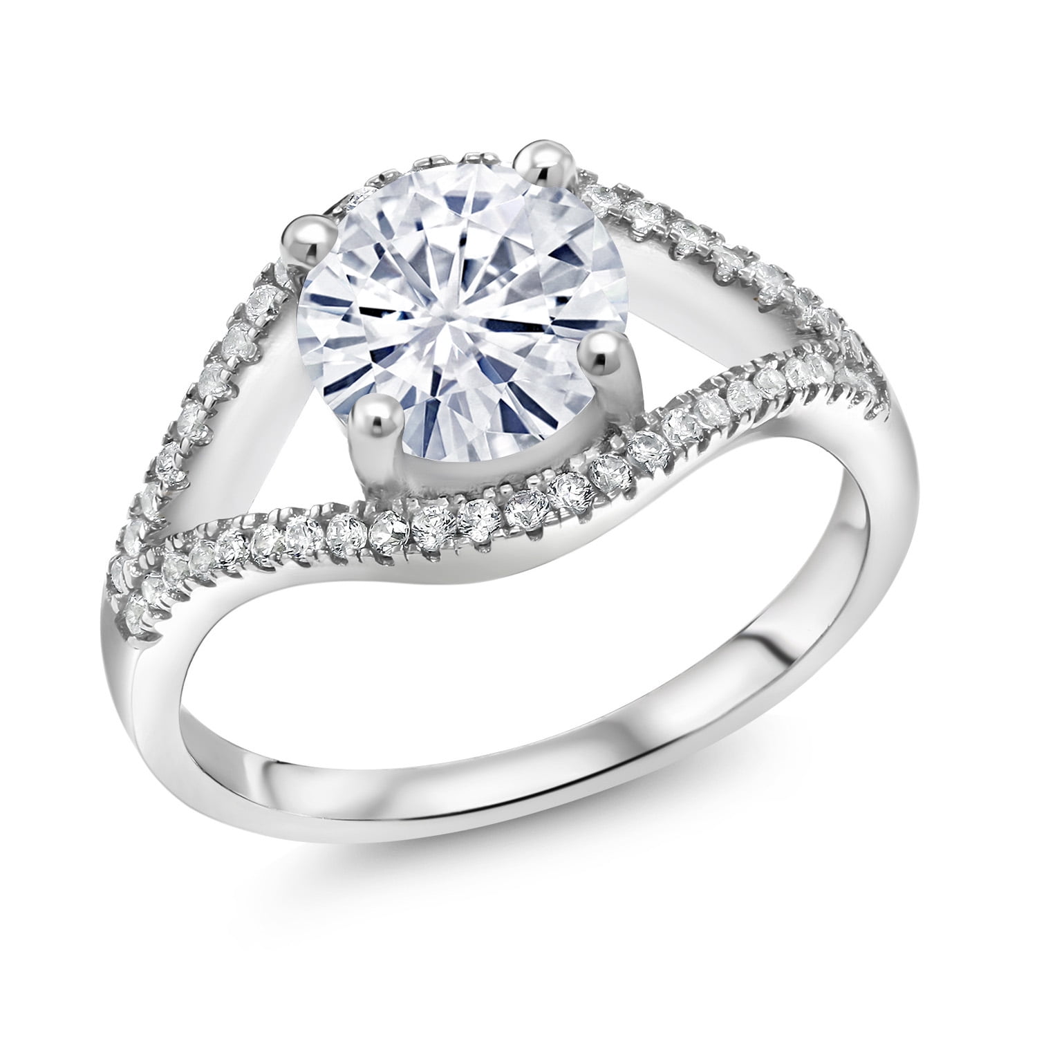 Gem Stone King 925 Sterling Silver Solitaire with Accent Stones Ring ...