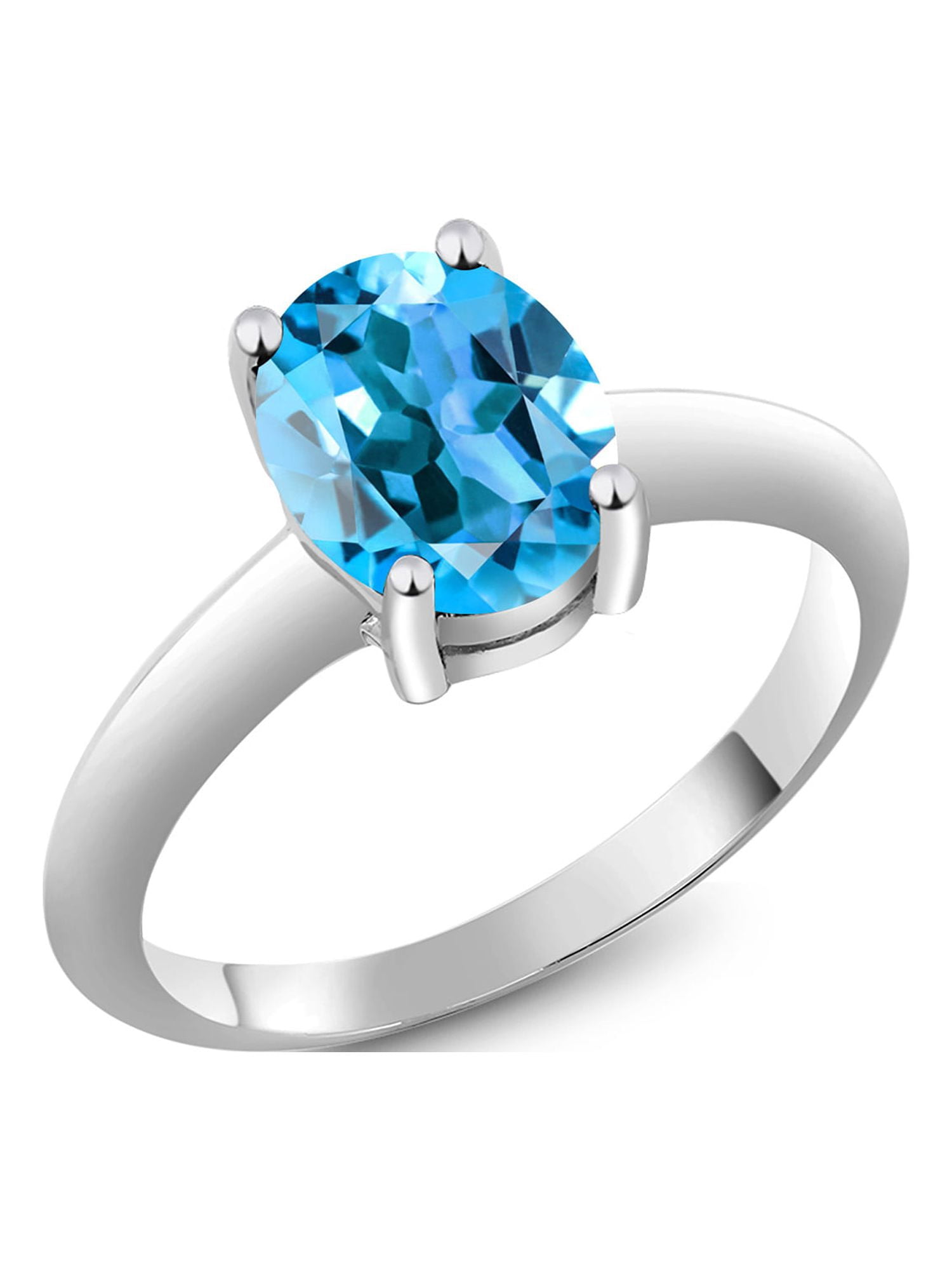 Gem Stone King 925 Sterling Silver Swiss Blue Topaz Solitaire ...