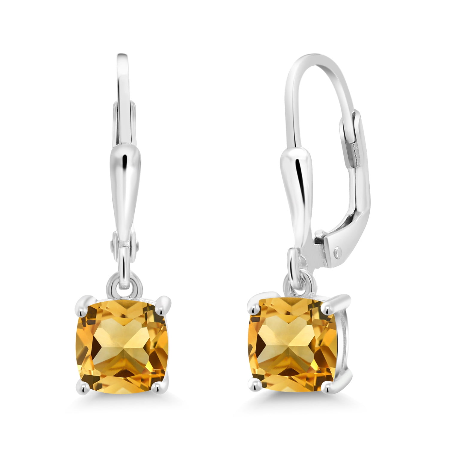 Gem Stone King 925 Sterling Silver Yellow Citrine Drop Dangle Earrings ...