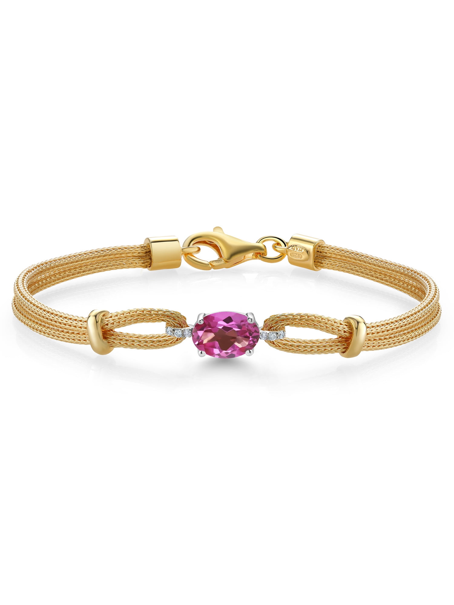 Gem Stone King 925 Two Tone Sterling Silver Pink Mystic Topaz and White ...