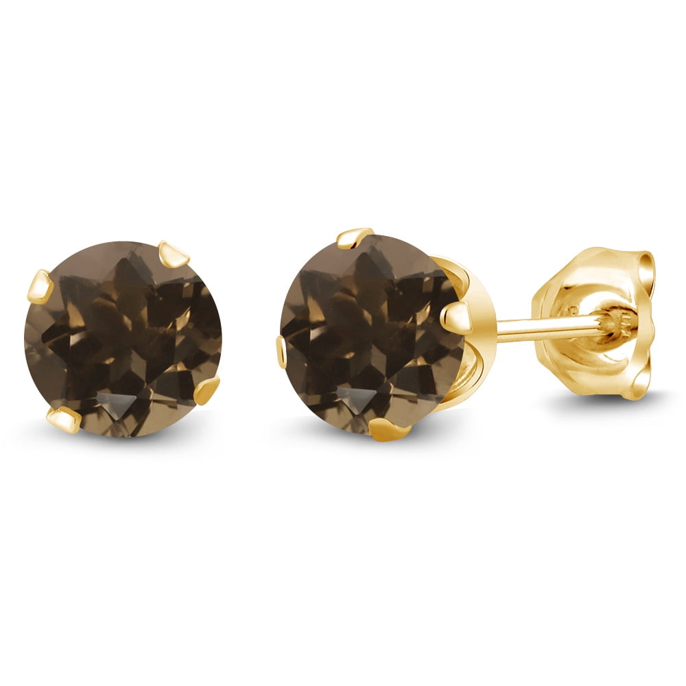 Gem Stone King 18K Yellow Gold Plated Silver Brown Smoky Quartz and ...